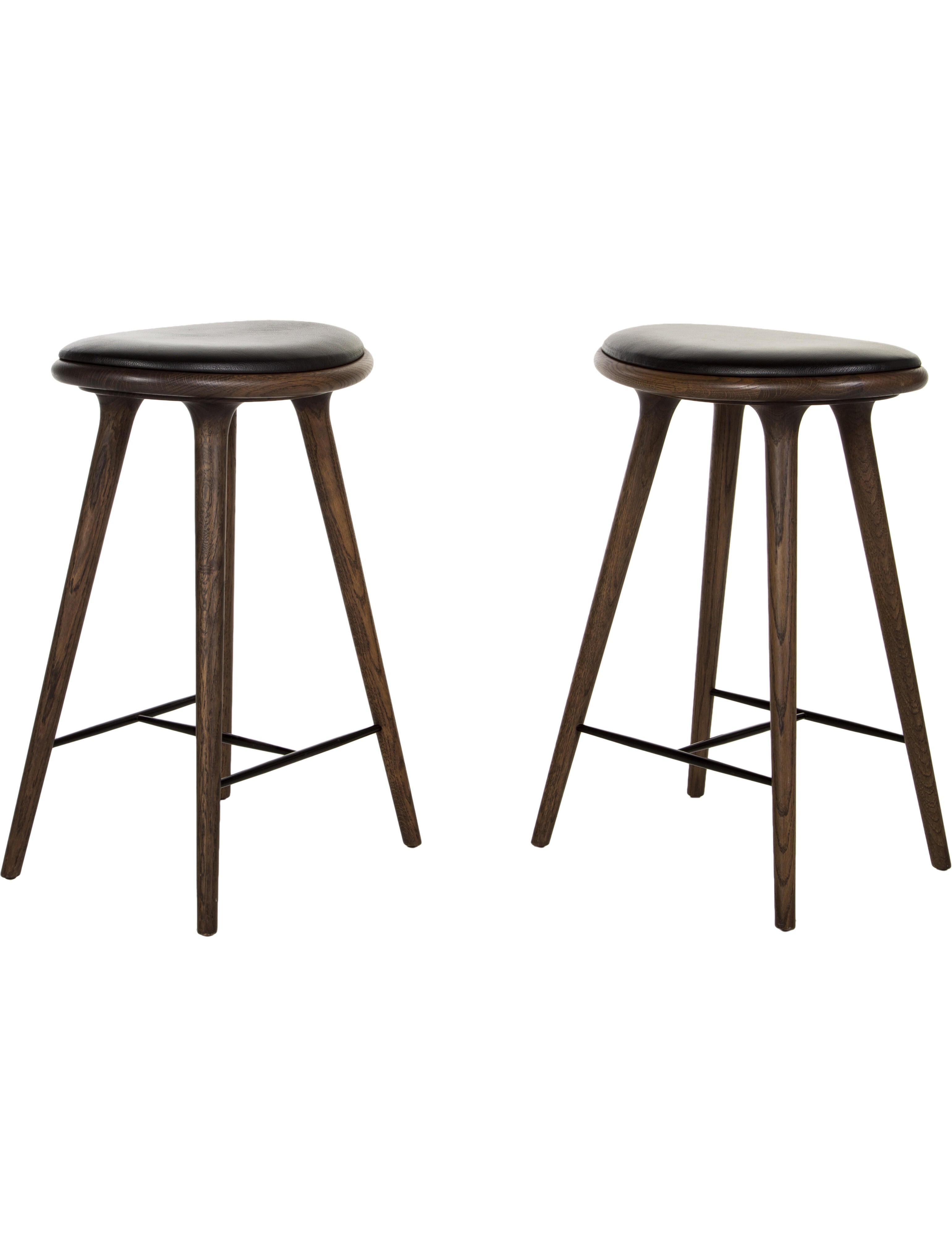 Mater Pair of Oak High Stools - Black, 2 pieces Seating, Furniture ...