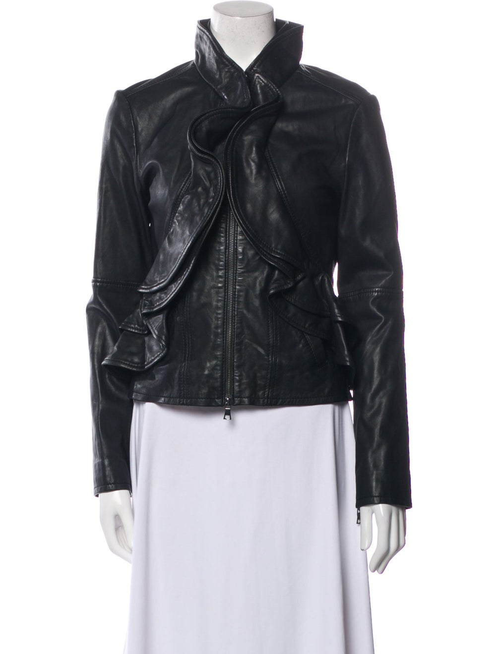 Marissa Webb Lamb Leather Biker Jacket Black Stand Co… - Gem