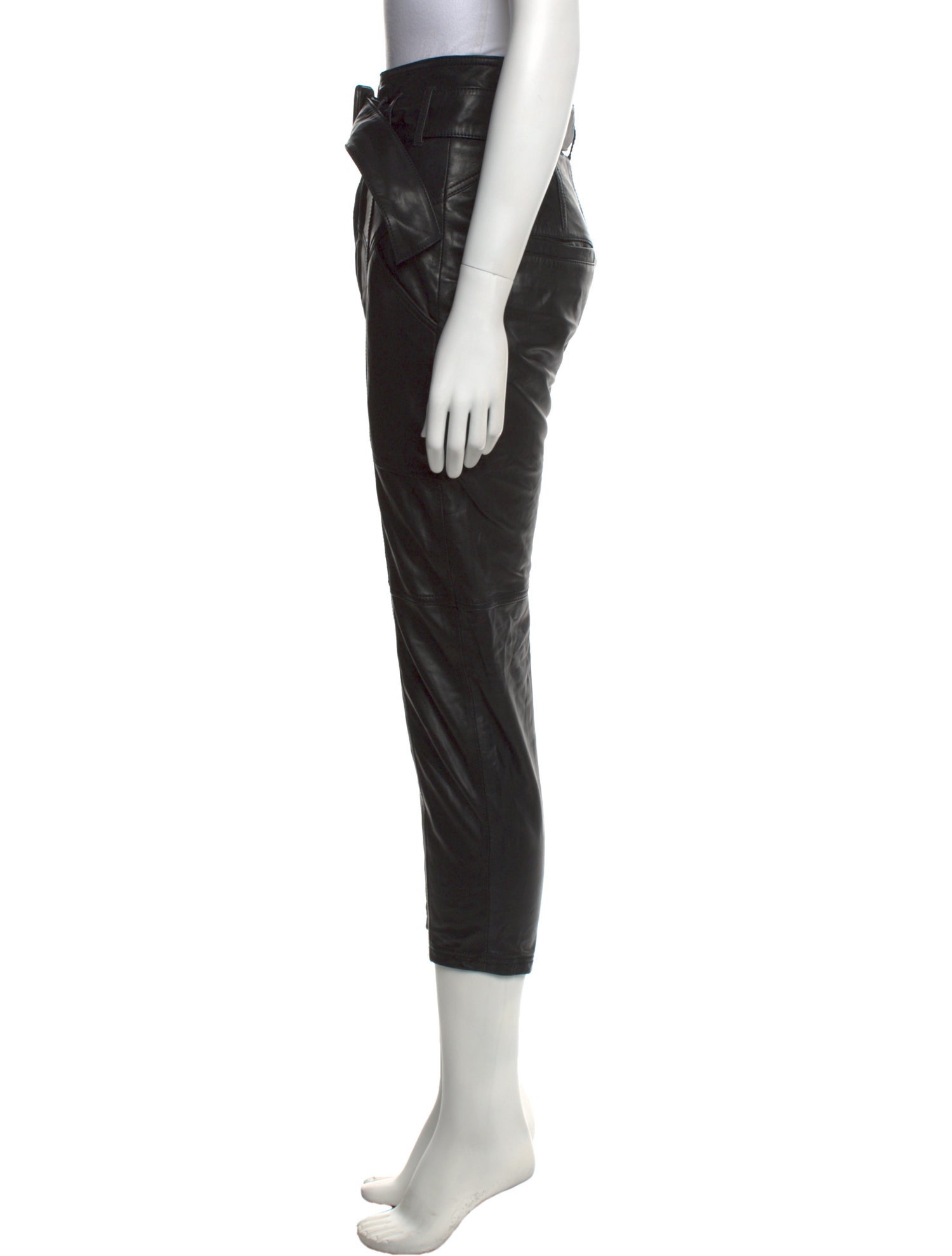 Marissa Webb Lamb Leather Skinny Leg Pants - Black, 12.75" Rise Pants ...