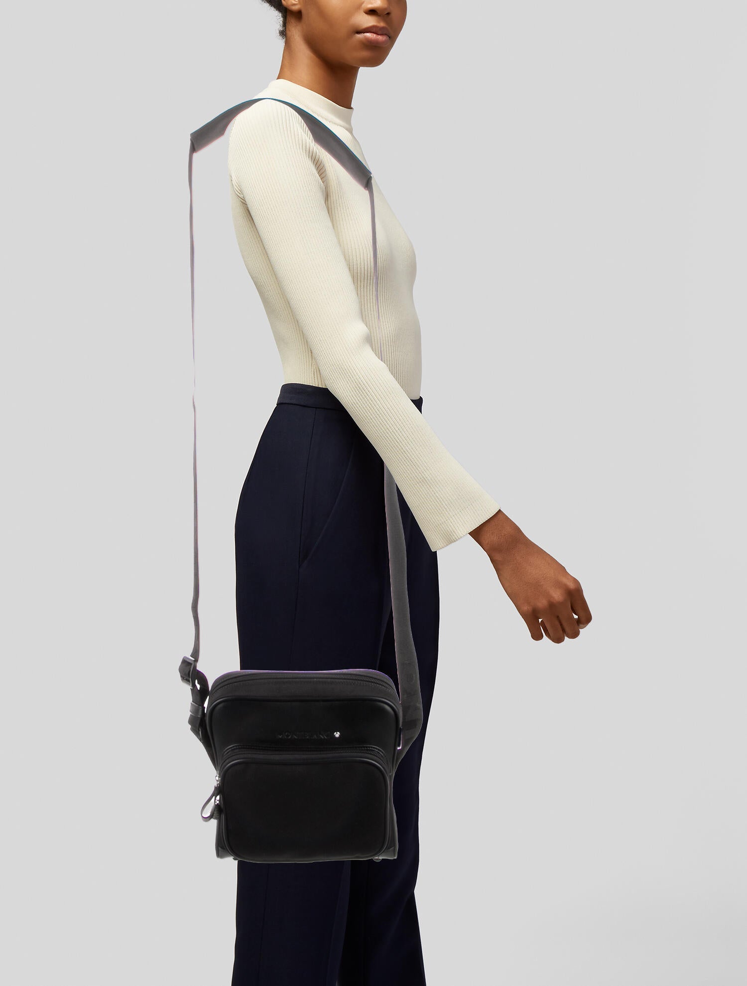 Montblanc Leather-Trimmed Nylon Crossbody Bag - Black Crossbody Bags ...
