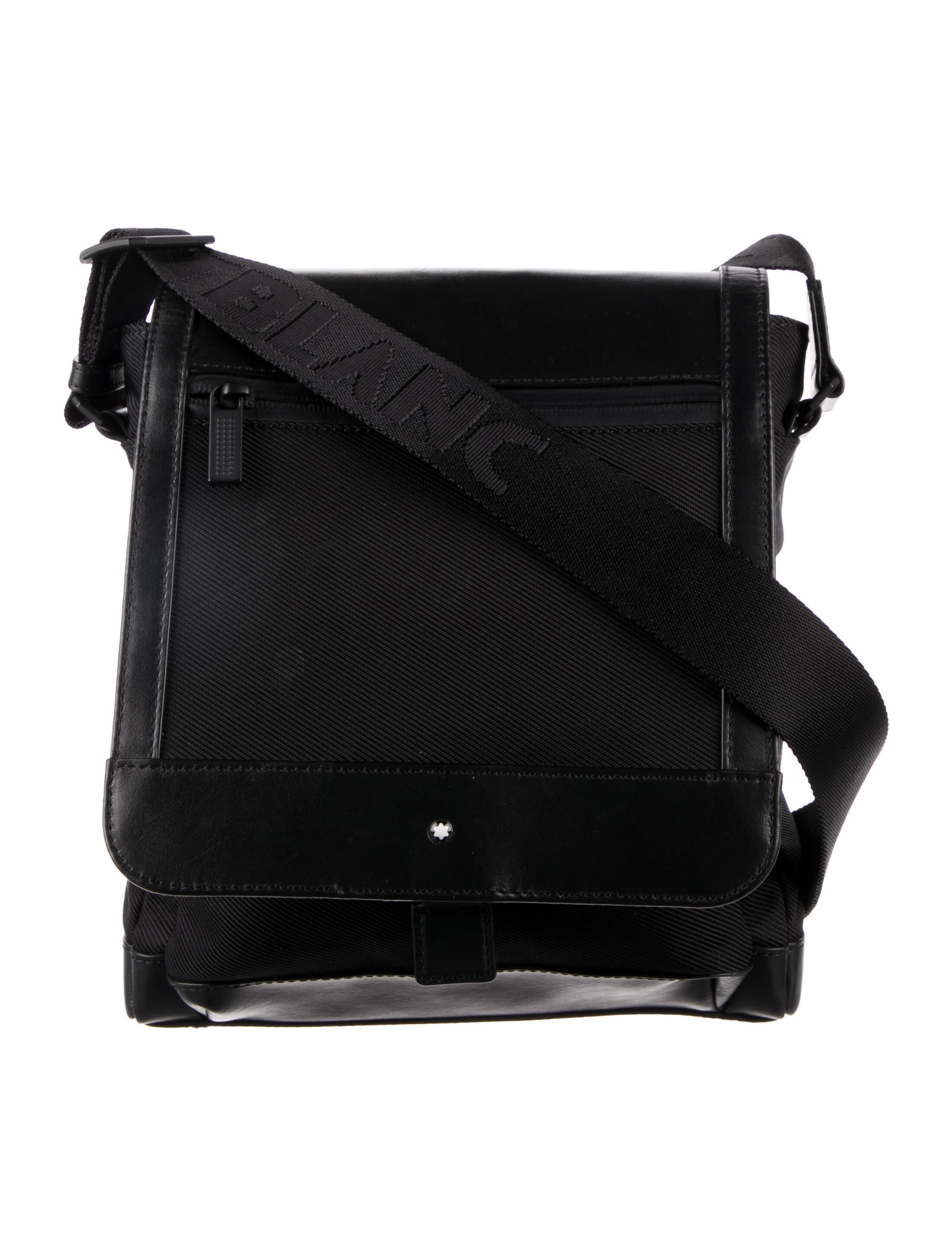 Montblanc Nylon Leather Trimmed Messenger Bag - Black Messenger Bags ...