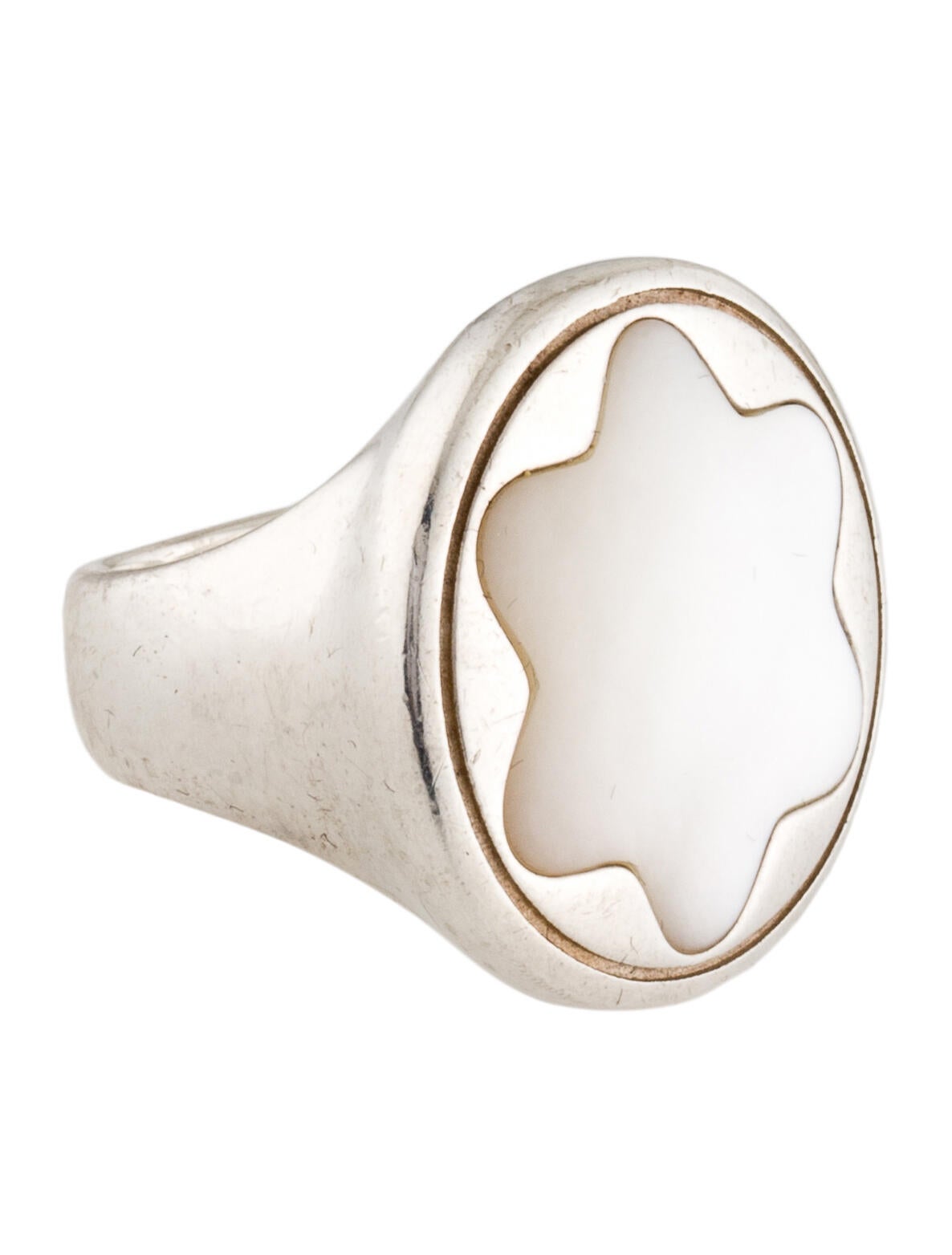Montblanc Mother of Pearl Signet Ring - Sterling Silver Cocktail Ring ...