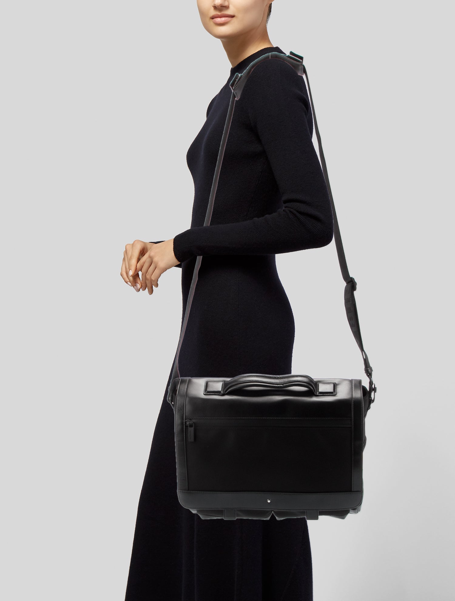 Montblanc Leather Trim Messenger Bag - Black Messenger Bags, Bags ...