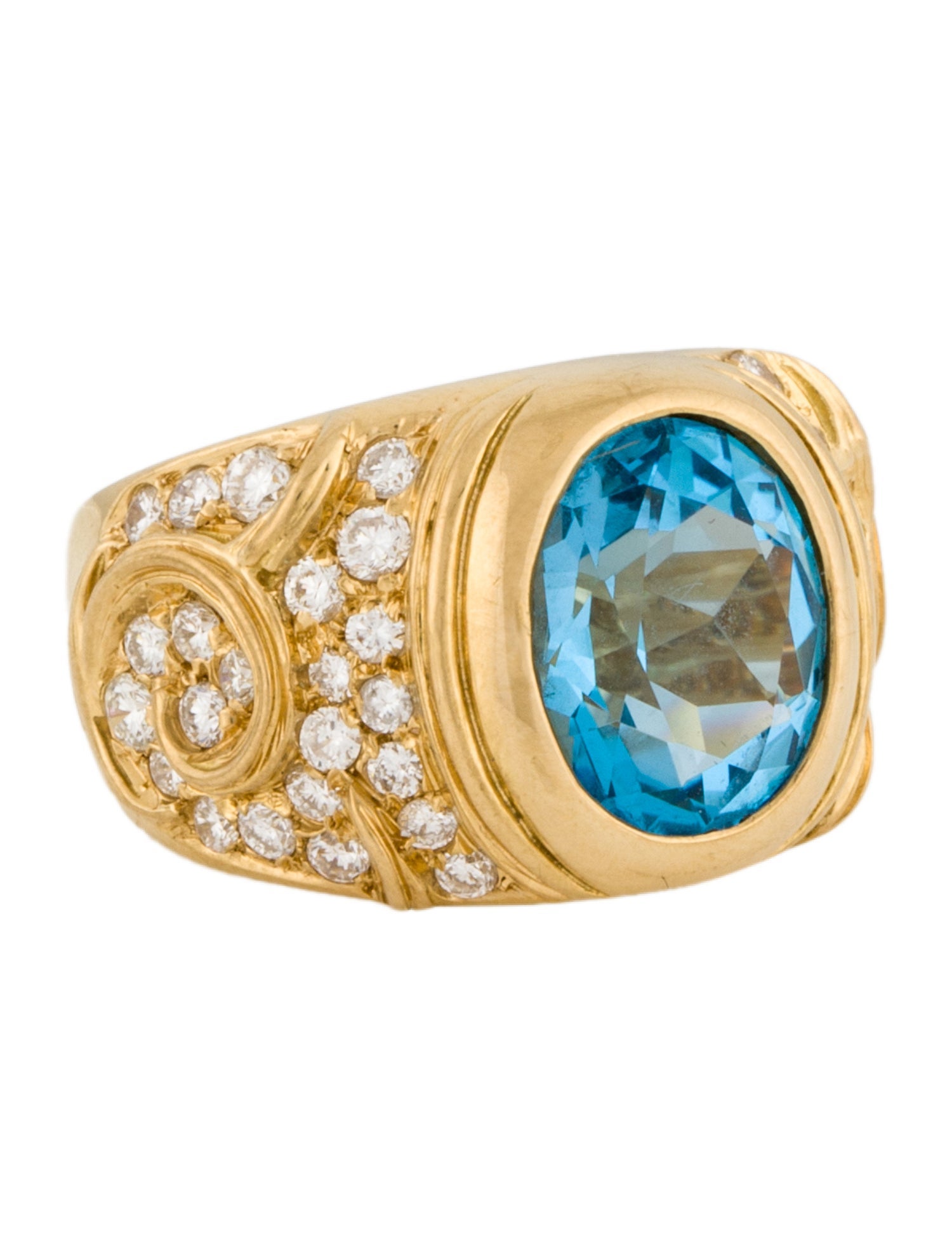 Marina B 18K Topaz & Diamond Cocktail Ring - 18K Yellow Gold Cocktail ...