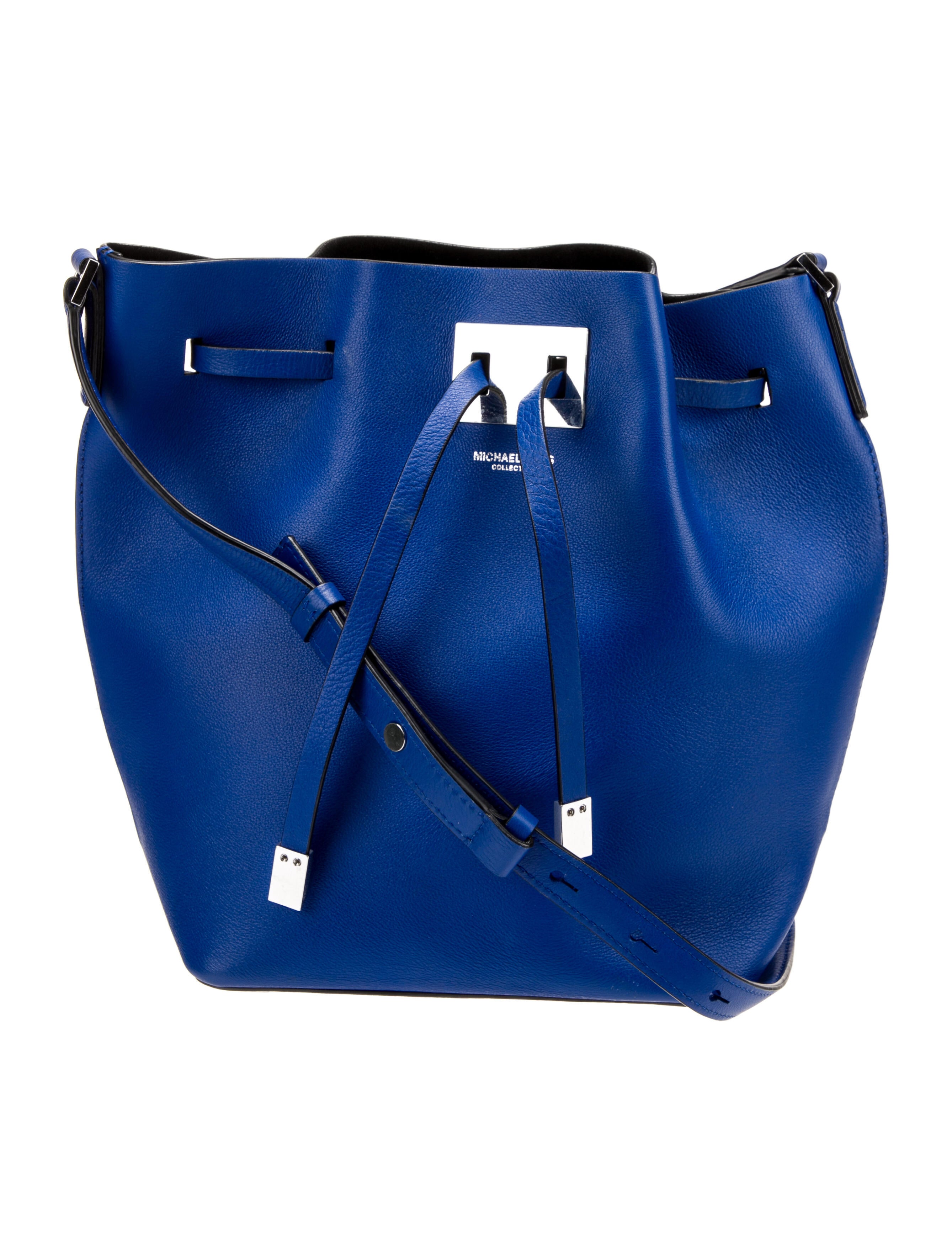 Michael Kors Collection Leather Bucket Bag - Blue Bucket Bags, Handbags ...