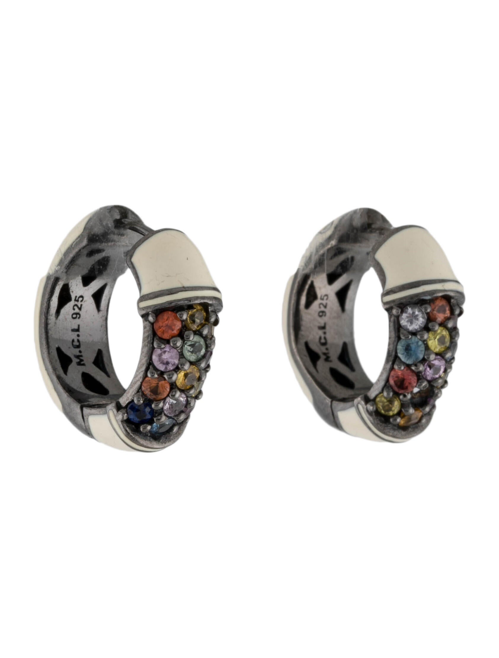 MCL by Matthew Campbell Laurenza Sapphire & Enamel Hoop Earrings - Hoop ...