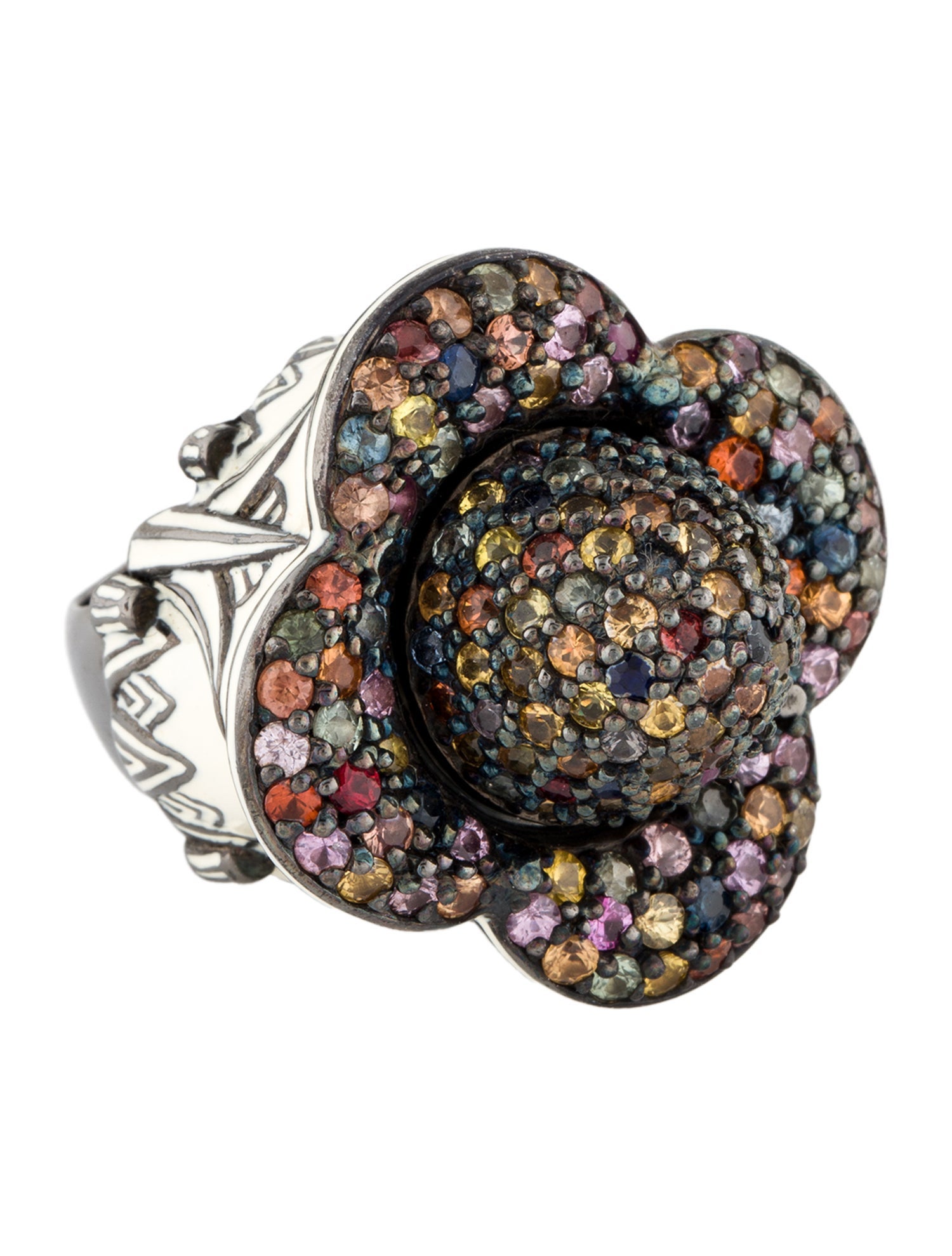 MCL by Matthew Campbell Laurenza Sapphire & Ruby Cocktail Ring - White ...