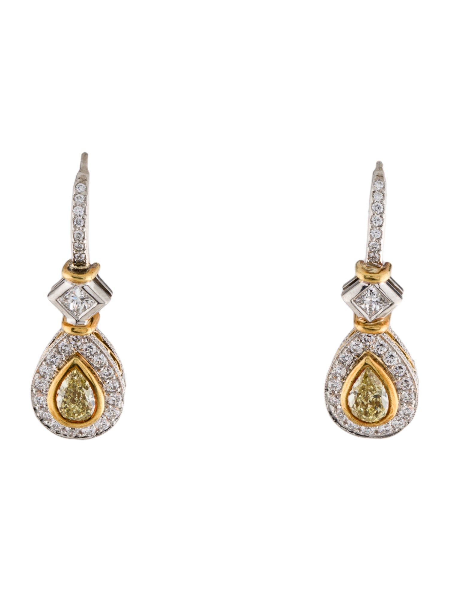 Michael Beaudry Diamond Drop Earrings - 18K Yellow Gold Drop, Earrings ...