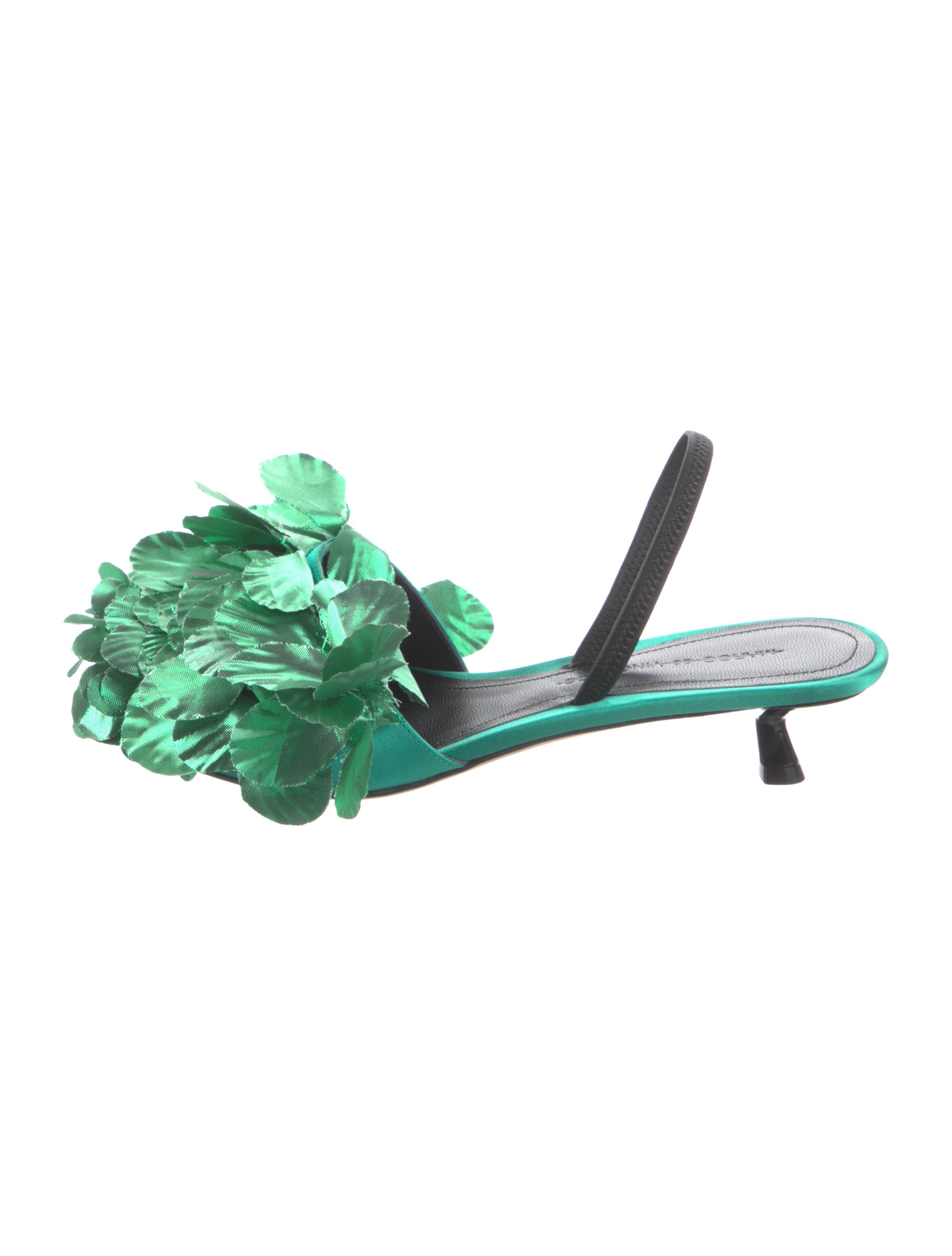 Marco De Vincenzo Satin Floral Print T-Strap Sandals - Green Sandals ...