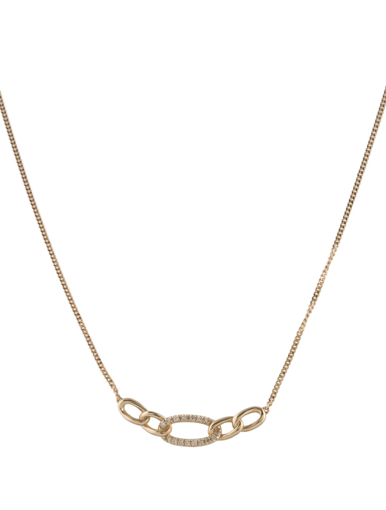 Mejuri 14K Diamond Curb Chain Link Station Necklace - 14K Yellow Gold Station, Necklaces ...