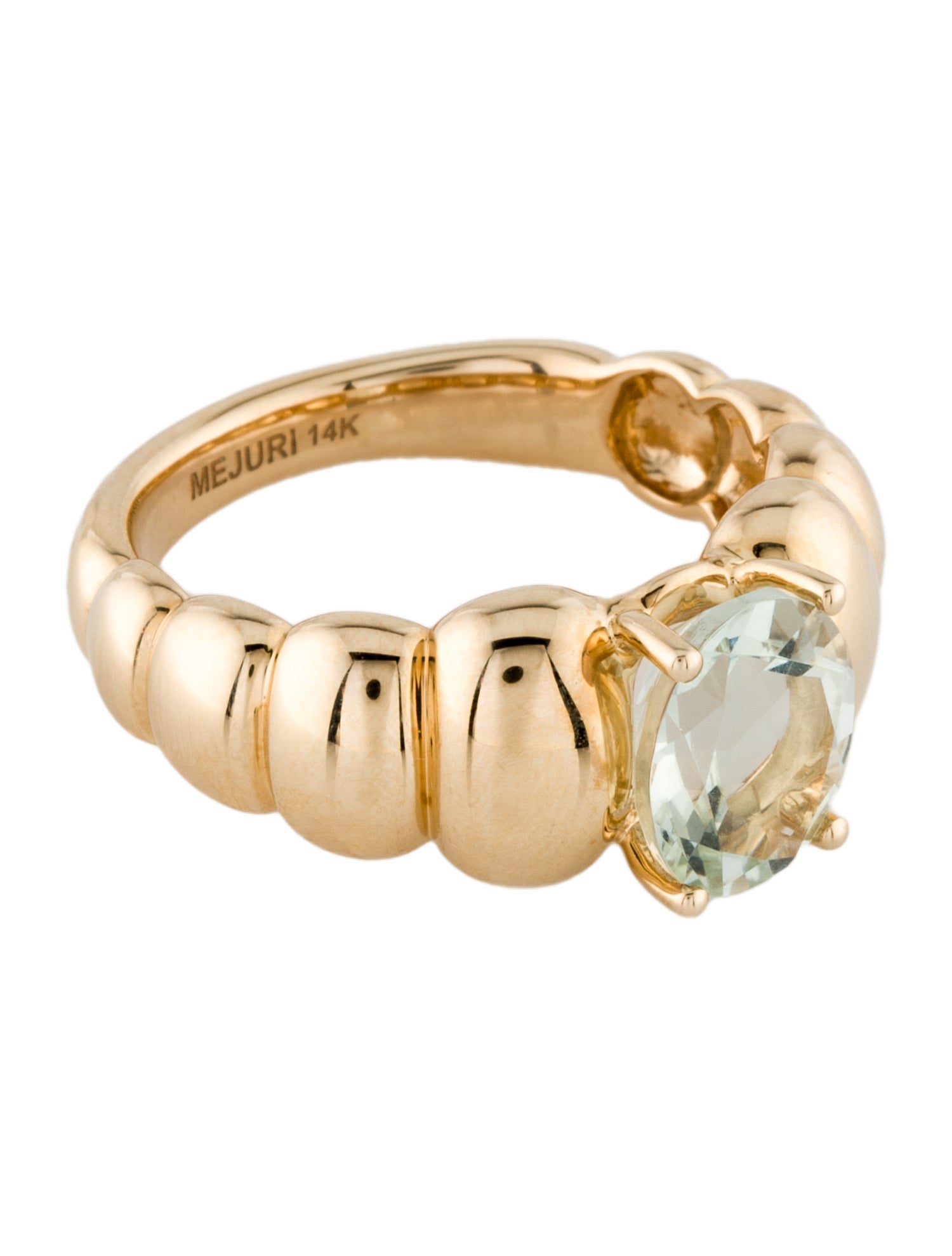 Mejuri 14K 2.30ct Prasiolite Puffy Charlotte Ring - 14K Yellow Gold Band, Rings - MEJUR23488 ...