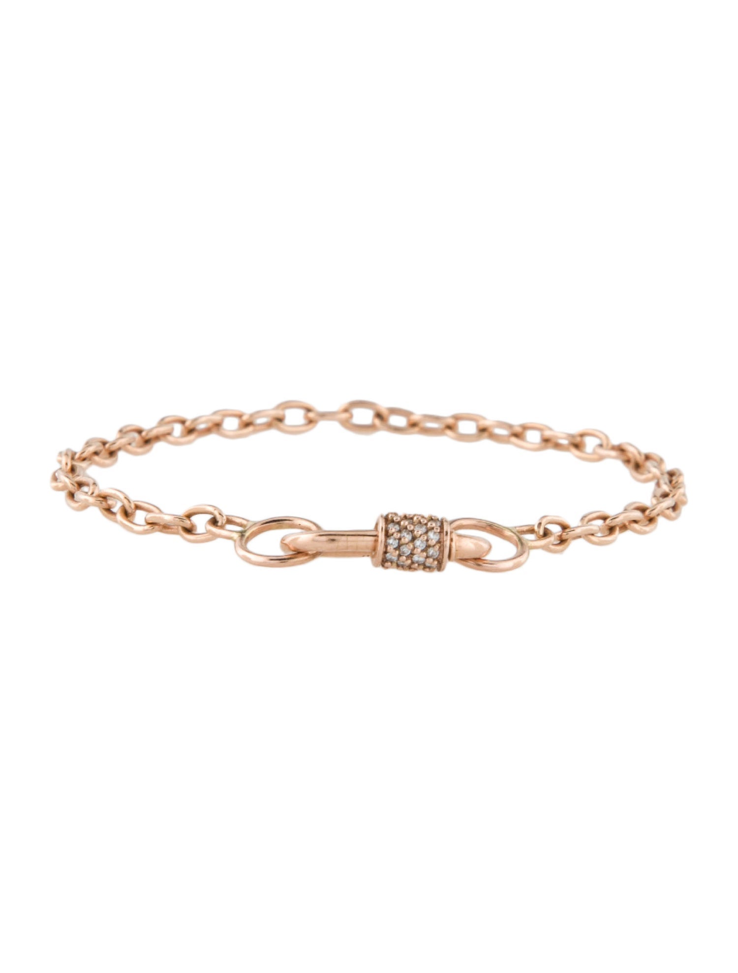 Marla Aaron 14K Diamond Babylock w/ Pulley Chain Bracelet - 14K Rose ...