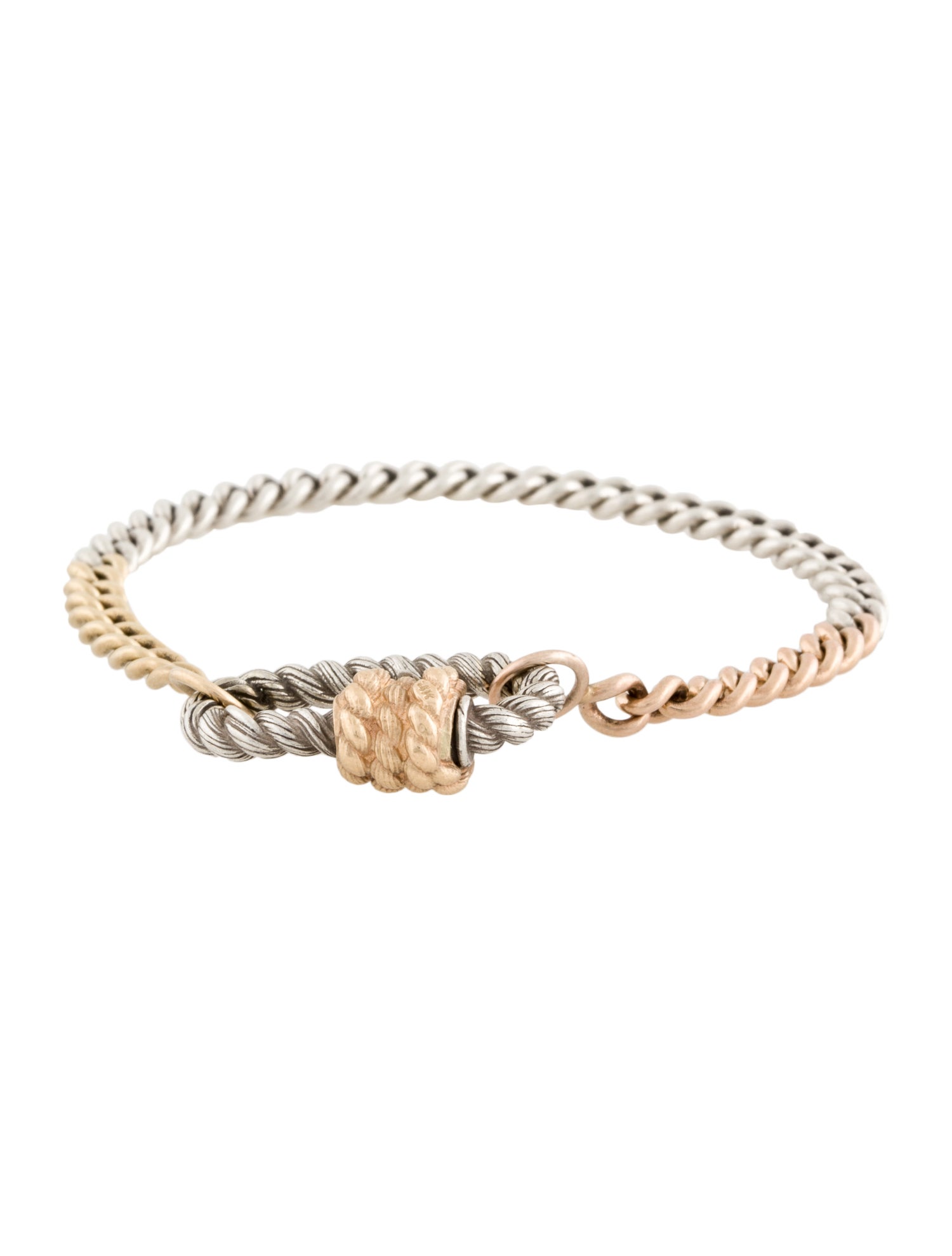 Marla Aaron Twisted Lock Mixed Metal Curb Chain Bracelet - 14K Yellow ...