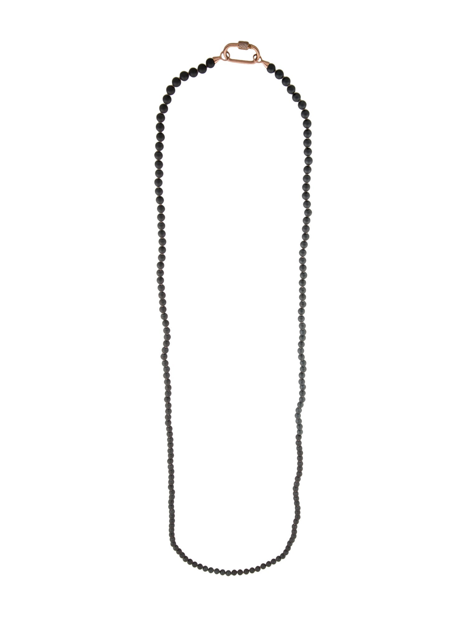 Marla Aaron 14K Diamond Stoned Lock & Buffed Hematite Bead Strand ...