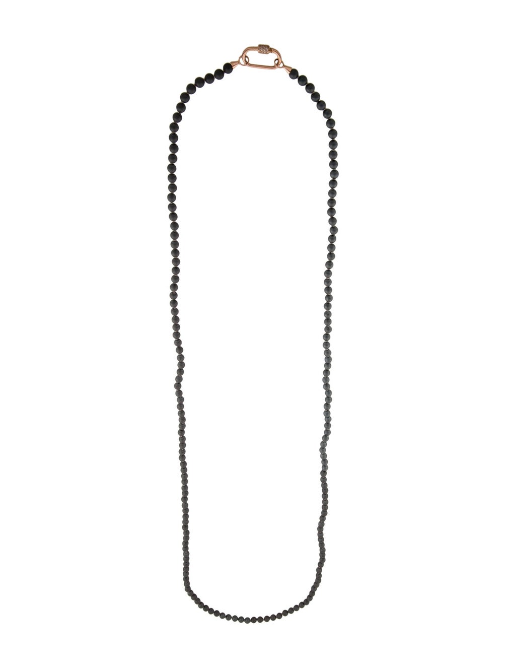 Marla Aaron 14K Diamond Stoned Lock & Buffed Hematite Bead Strand ...