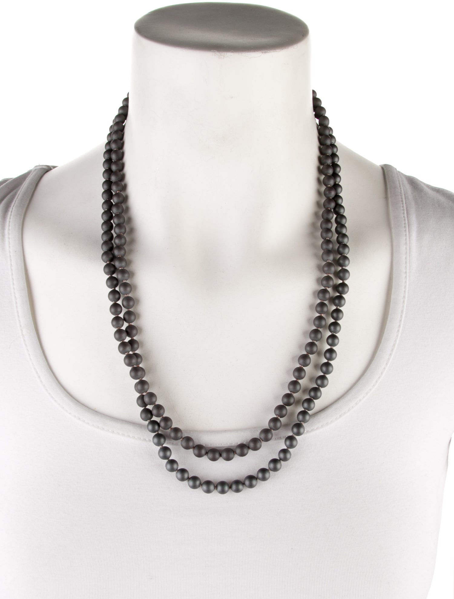 Marla Aaron 14K Diamond Stoned Lock & Buffed Hematite Bead Strand ...