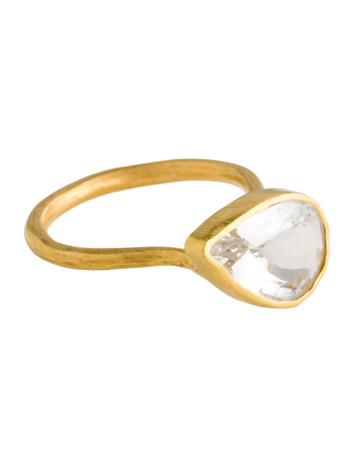 Margery Hirschey 22K 3.25ct Goshenite Teardrop Ring - 22K Yellow Gold Cocktail Ring, Rings ...