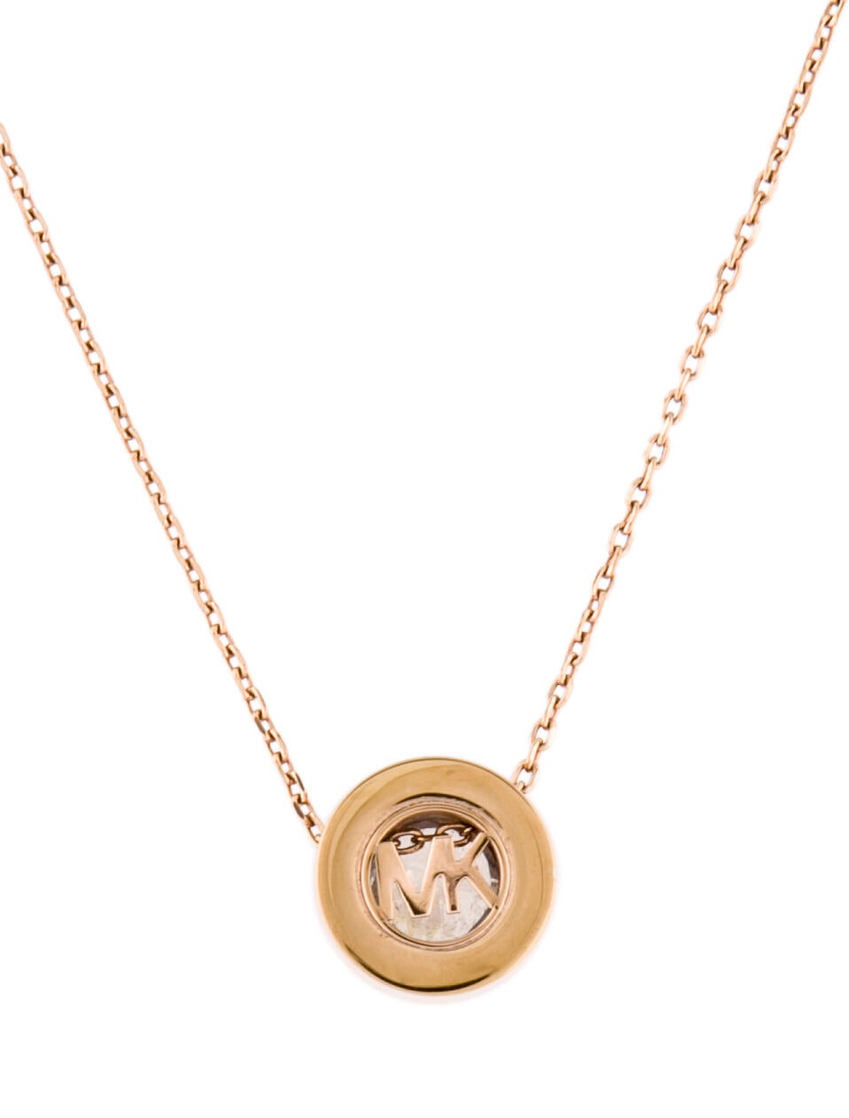 Michael Kors Crystal Iconic Link Long Pavé Pendant Necklace - Rose Gold ...