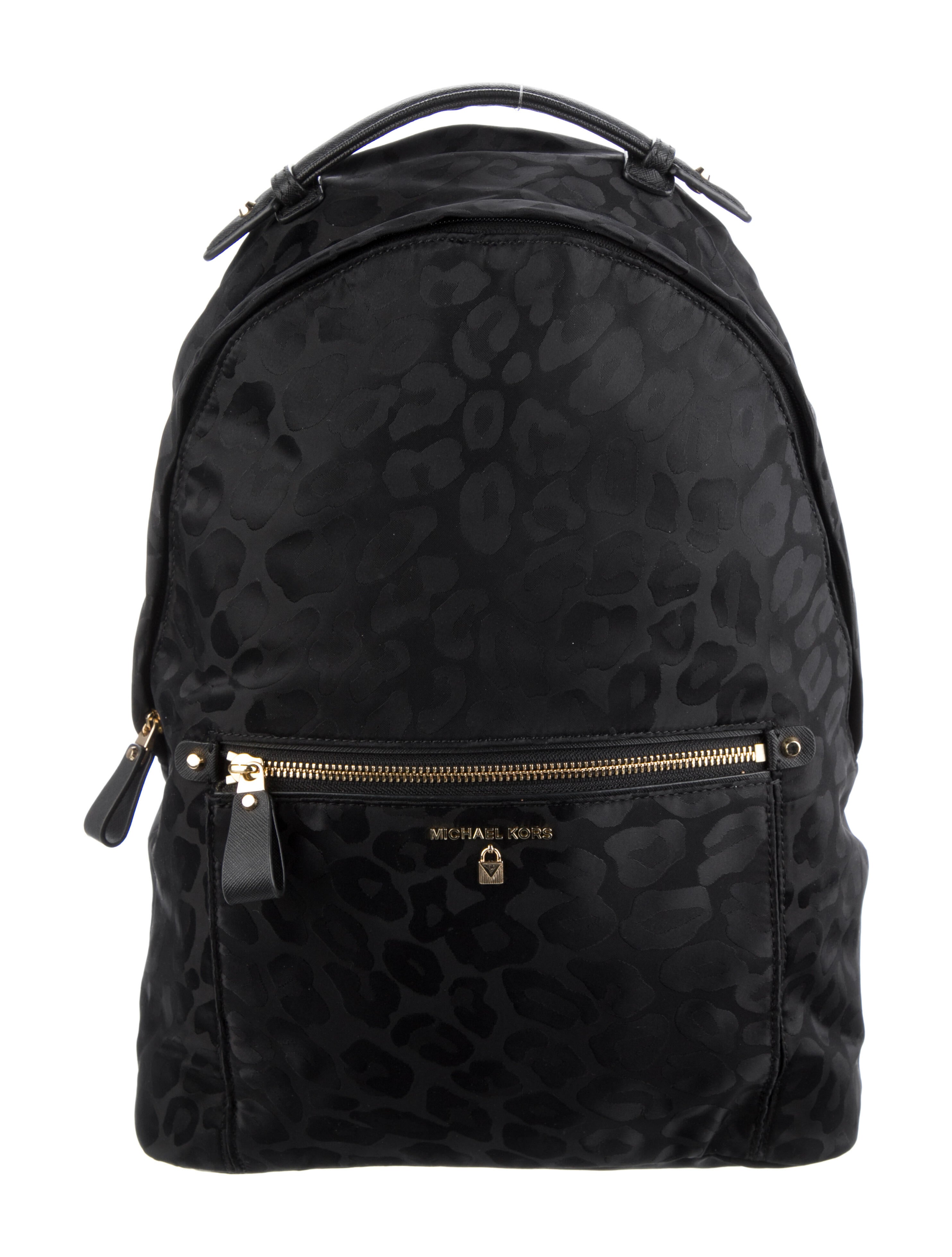 Michael Kors Leopard Print Nylon Kelsey Backpack - Black Backpacks ...