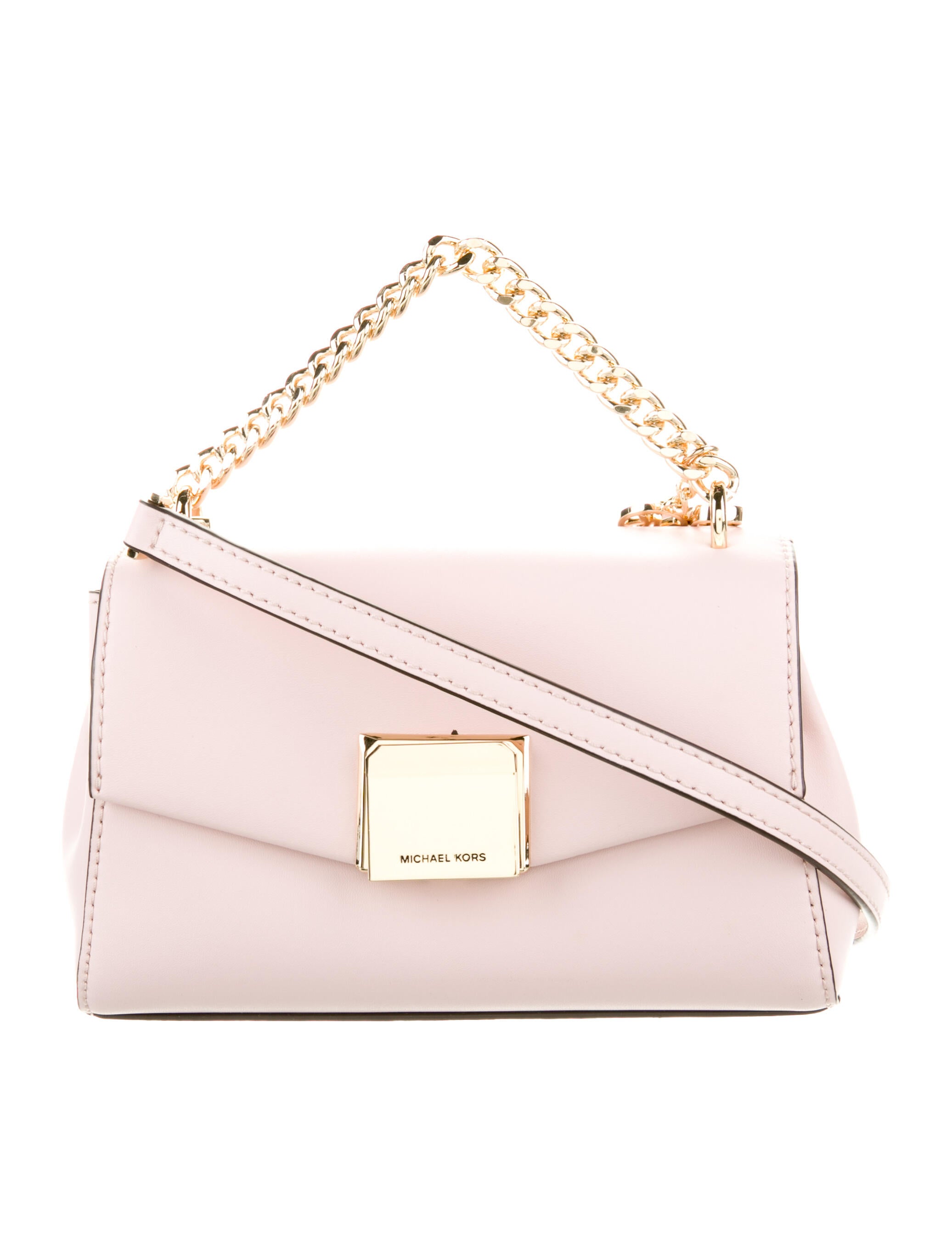 Michael Kors Leather Chain-Link Handle Bag - Pink Handle Bags, Handbags ...