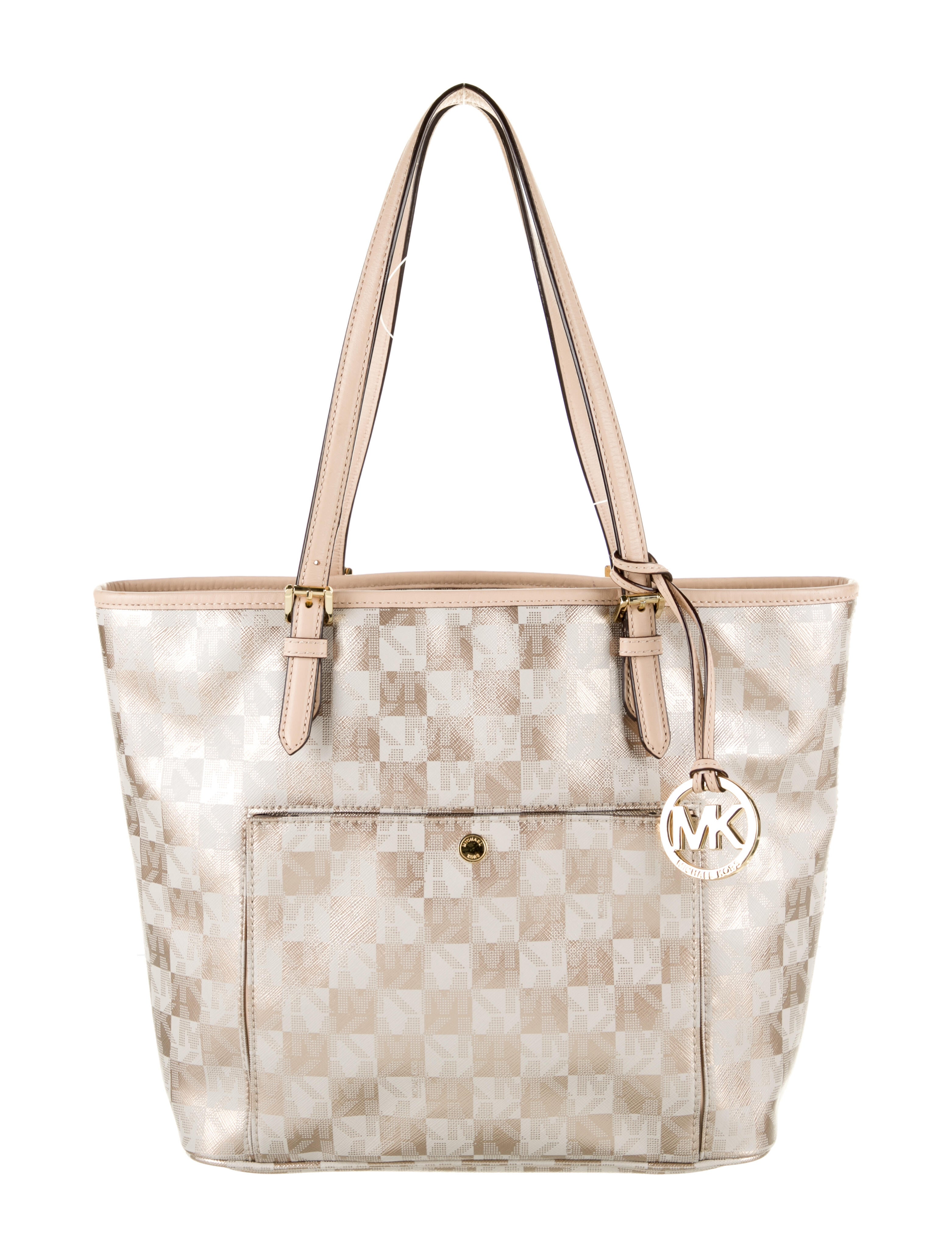 Michael Michael Kors Coated Canvas Leather Trimmed Tote Bag - Brown ...