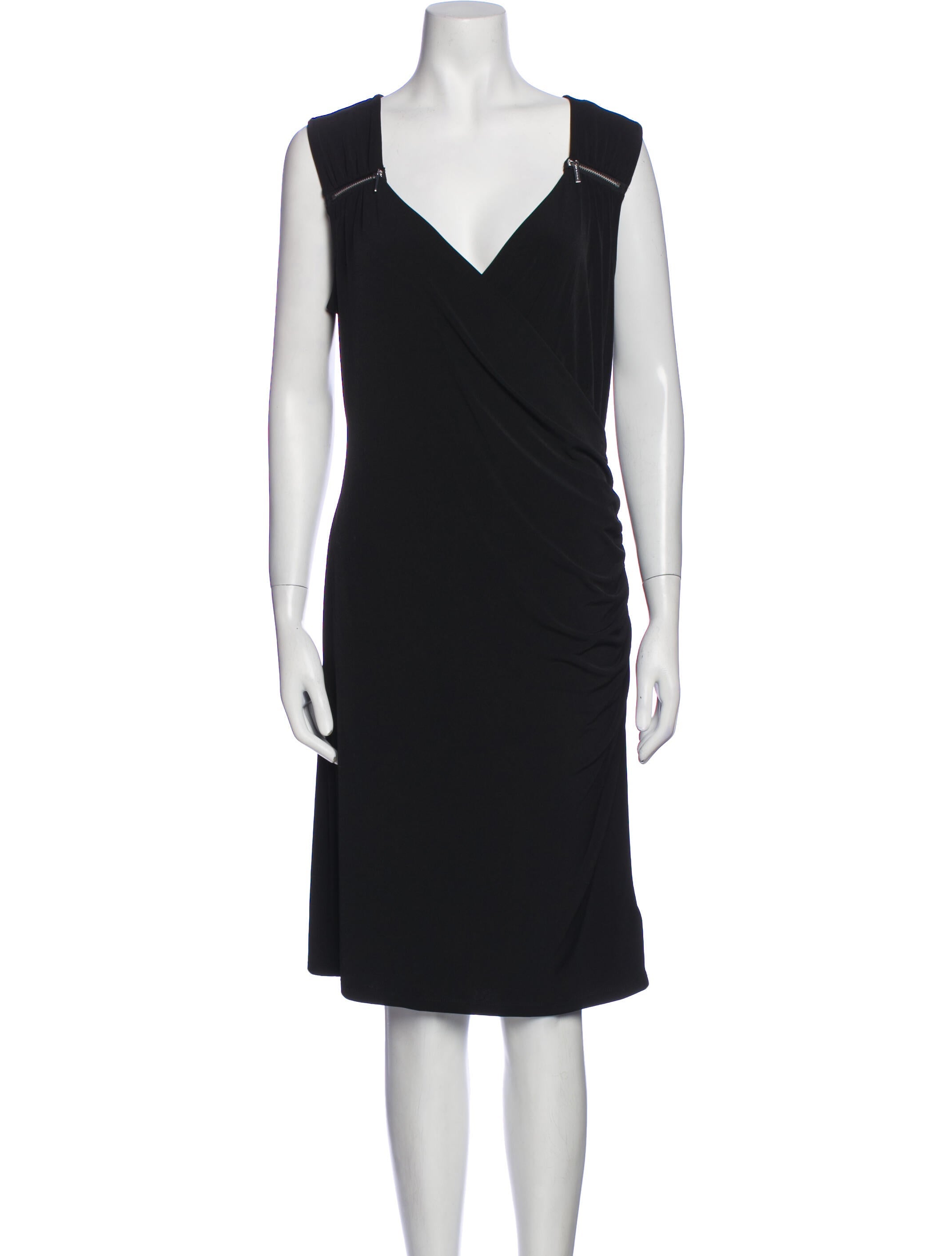 Michael Kors V-Neck Knee-Length Dress - Black Dresses, Clothing ...