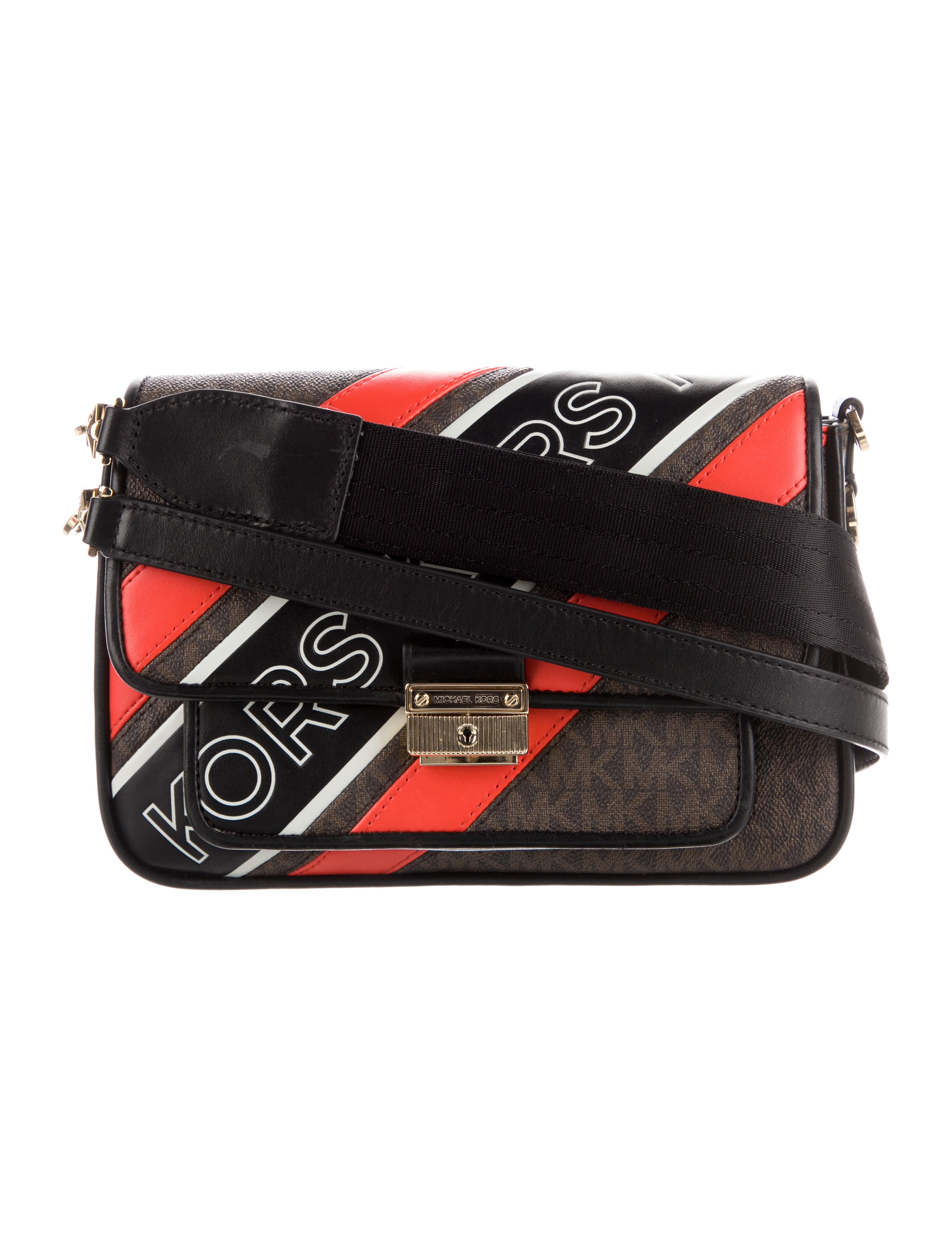 Michael Kors Leather-Trimmed Monogrammed Crossbody Bag - Brown ...