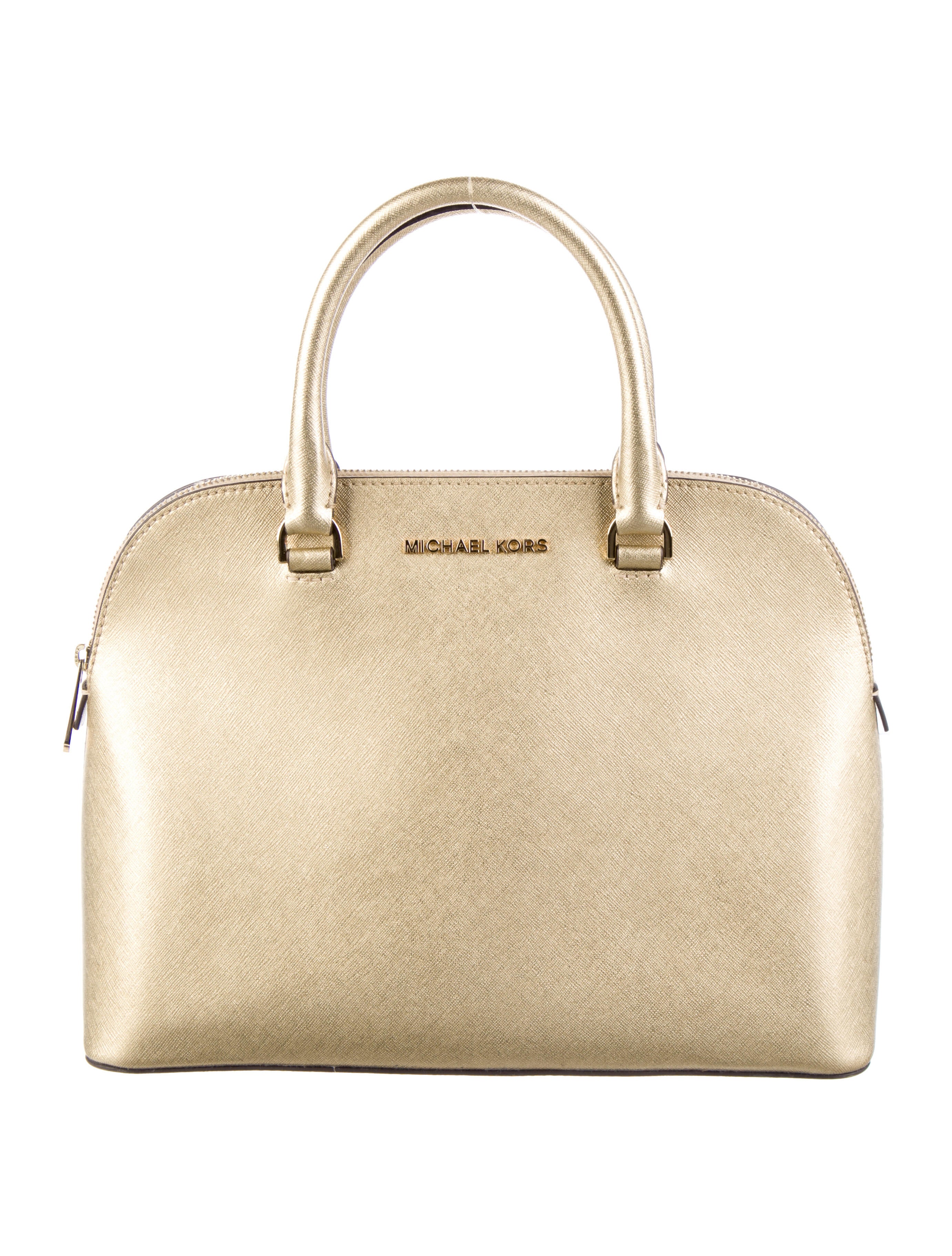 Michael Kors Leather Metallic Handle Bag - Gold Handle Bags, Handbags ...
