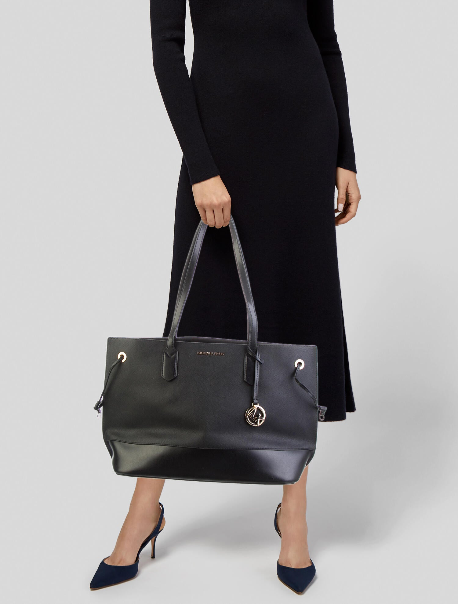 Michael Kors Medium Leather Tote - Black Totes, Handbags - MIC214938 ...