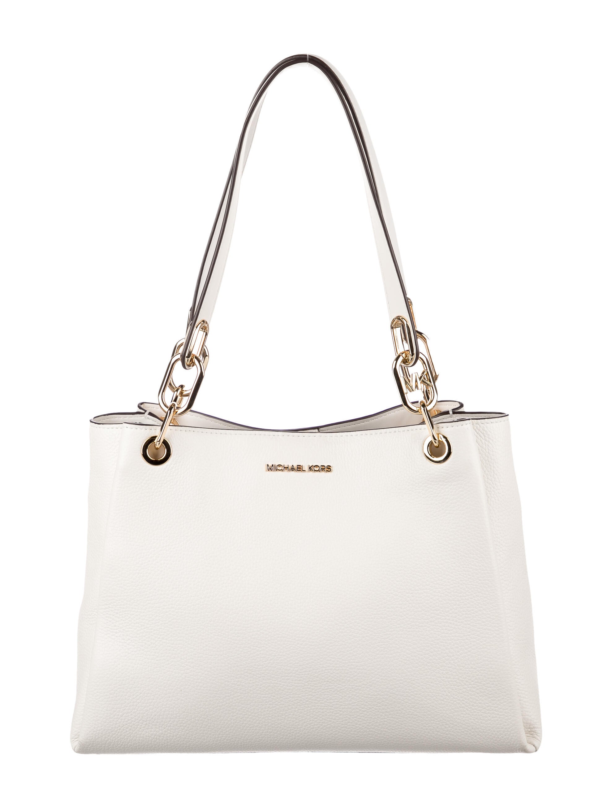 Michael Kors Chain-Link Leather Tote Bag - White Totes, Handbags ...
