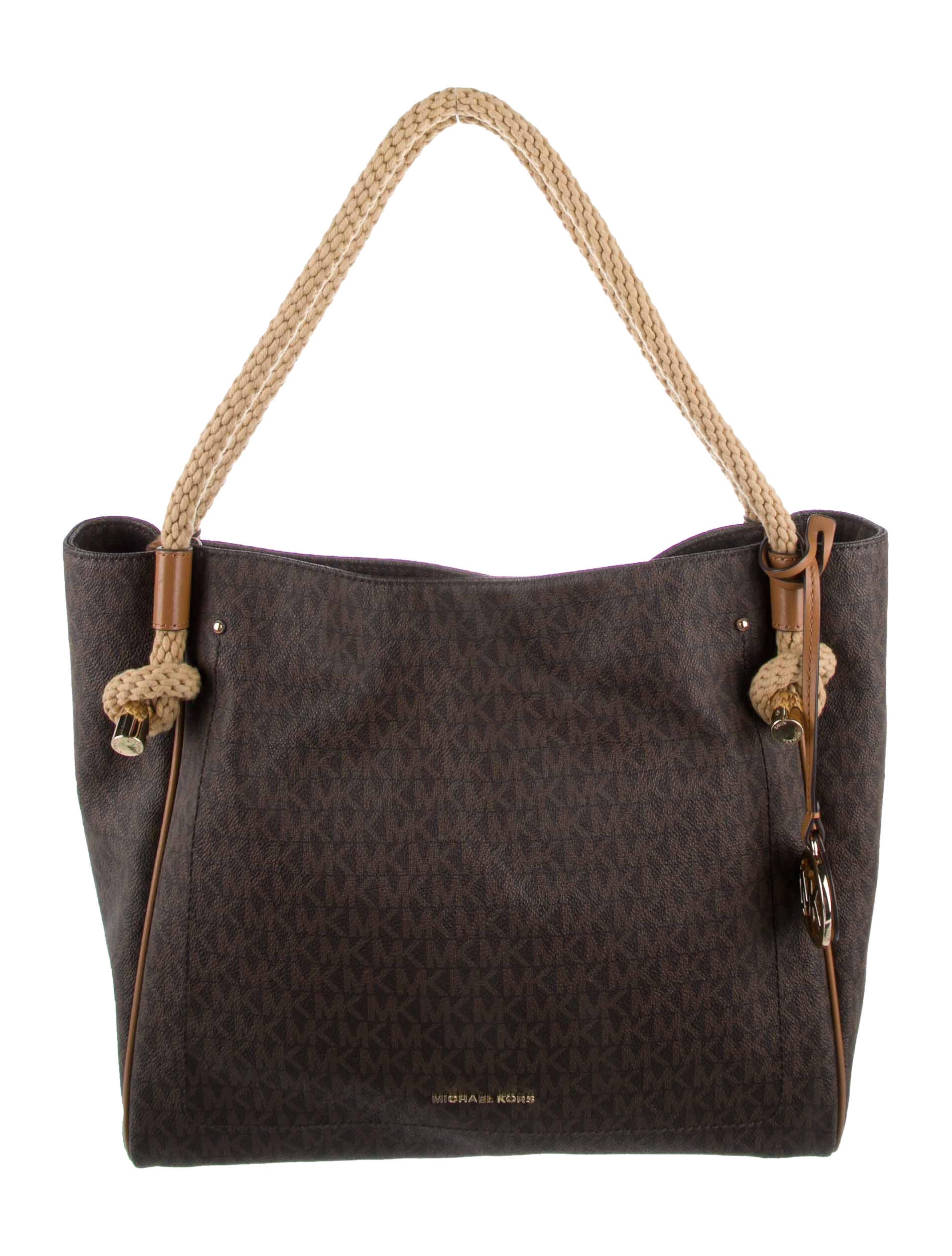 Michael Kors Leather Trimmed Logo Tote - Brown Totes, Handbags ...