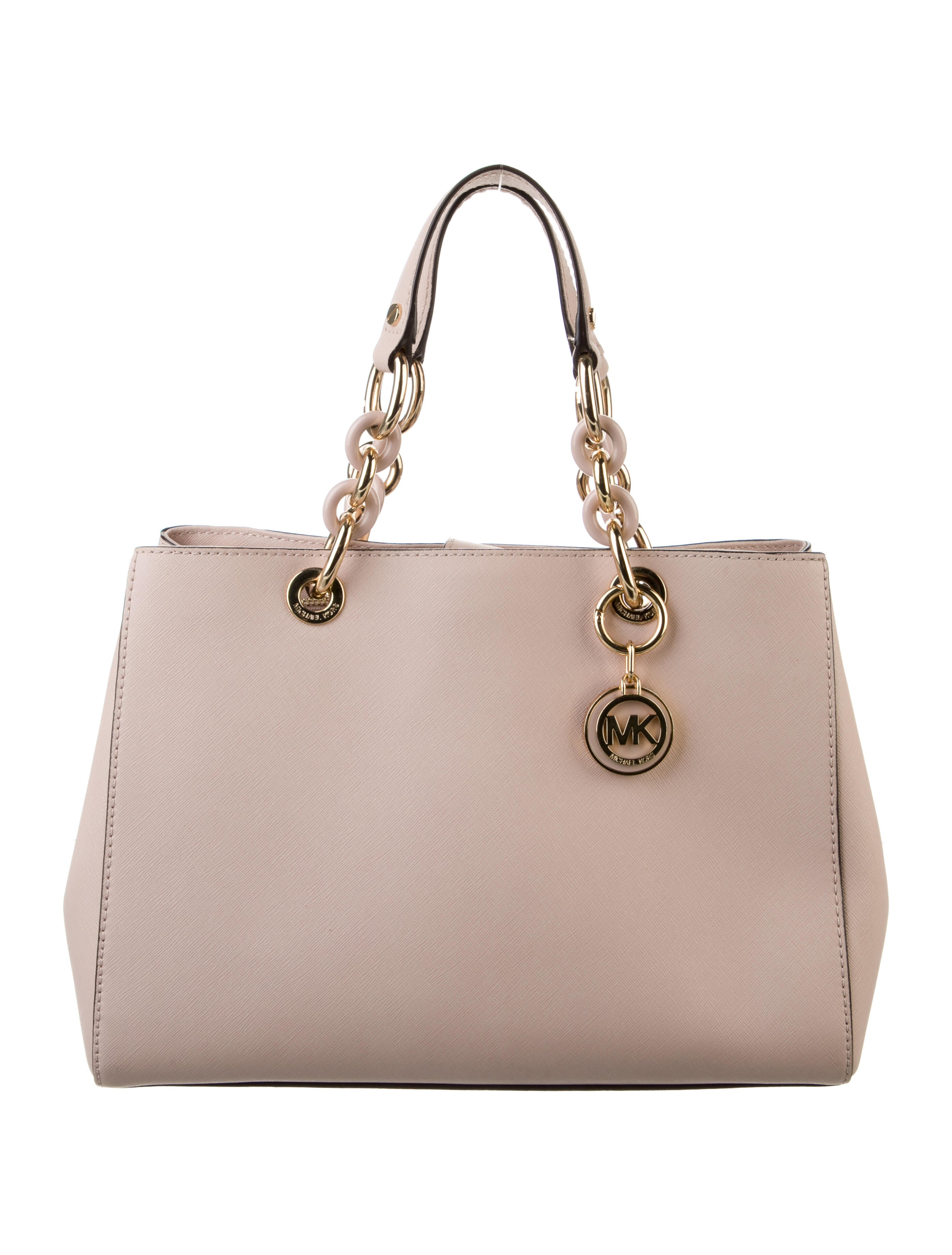 Michael Kors Leather Chain-Link Handle Bag - Pink Handle Bags, Handbags ...