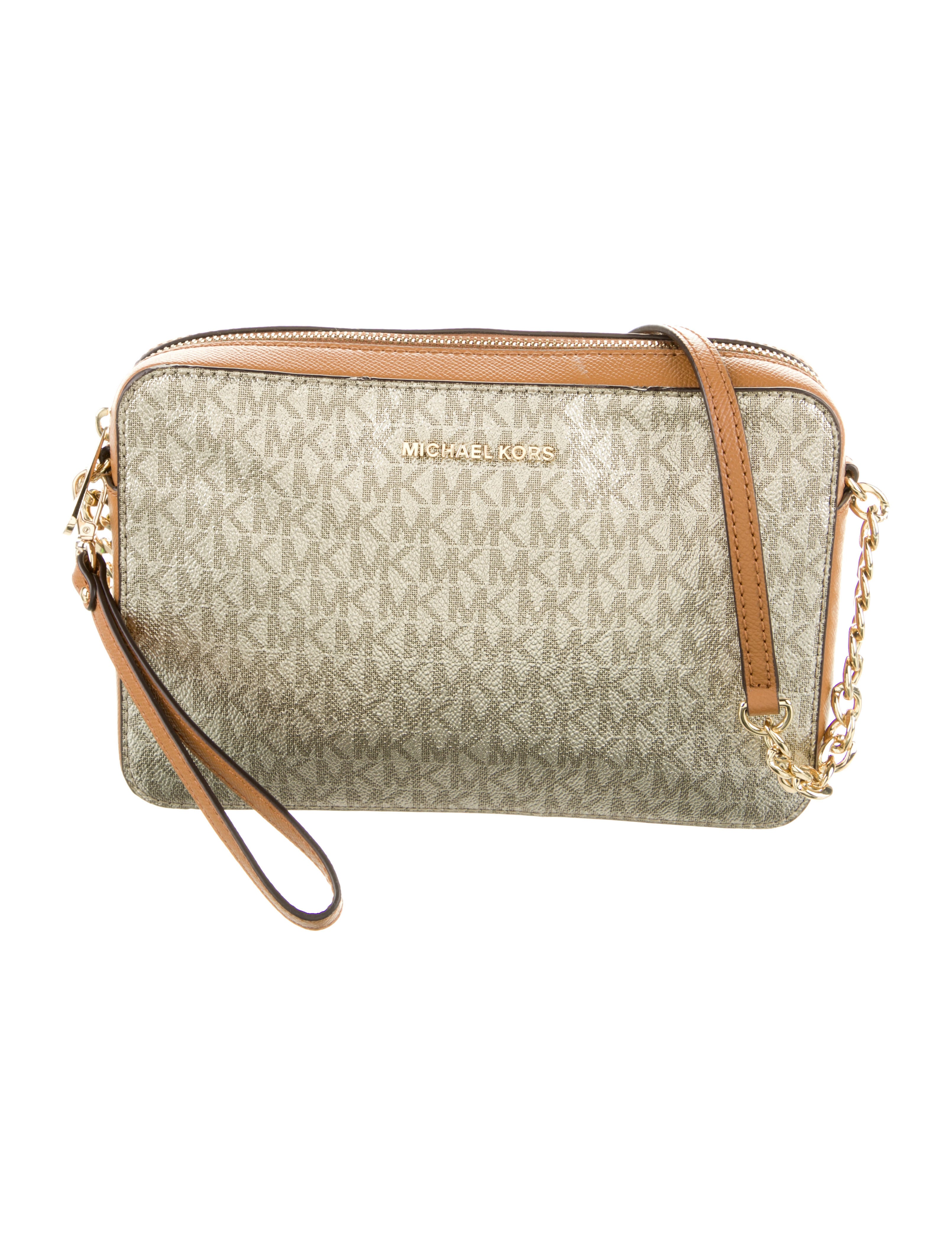 Michael Kors Logo Leather Crossbody Bag - Brown Crossbody Bags ...