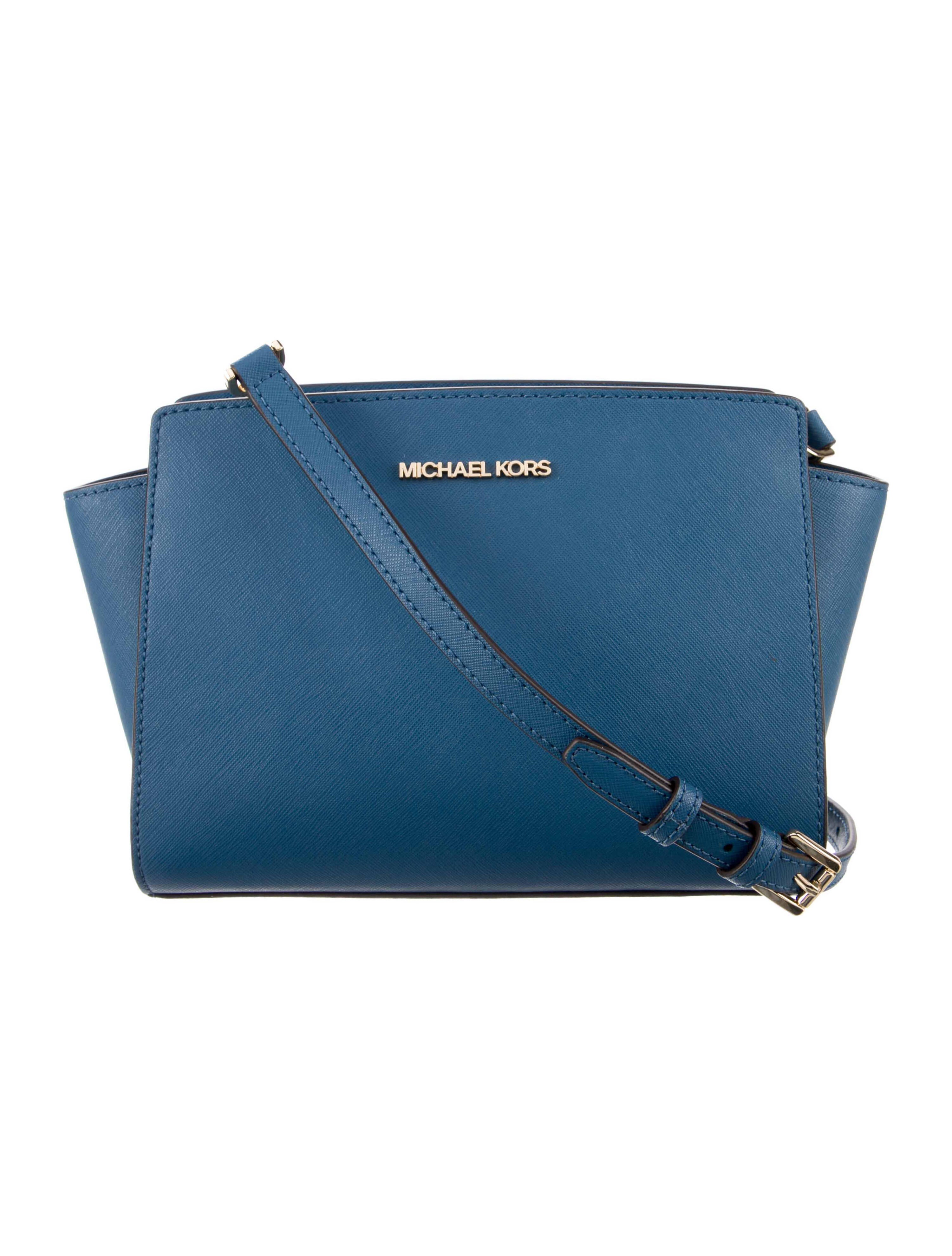 Michael Kors Saffiano Leather Selma Crossbody Bag - Blue Crossbody Bags ...