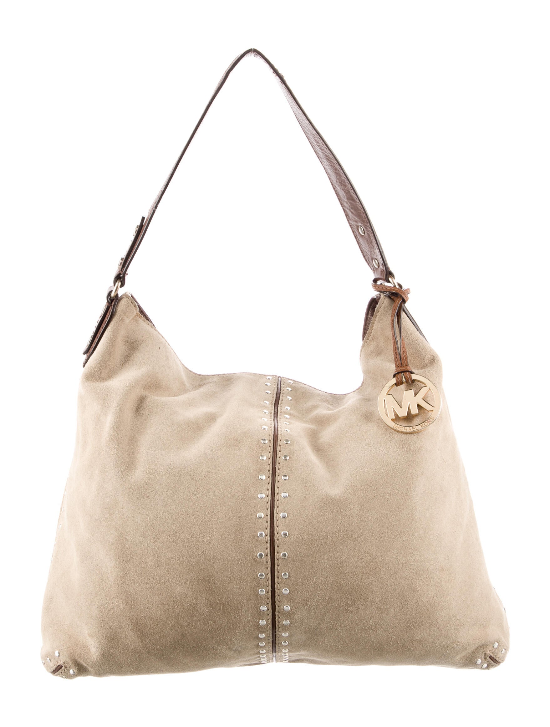 Michael Kors Suede Studded Hobo - Neutrals Hobos, Handbags - MIC222938 | The RealReal