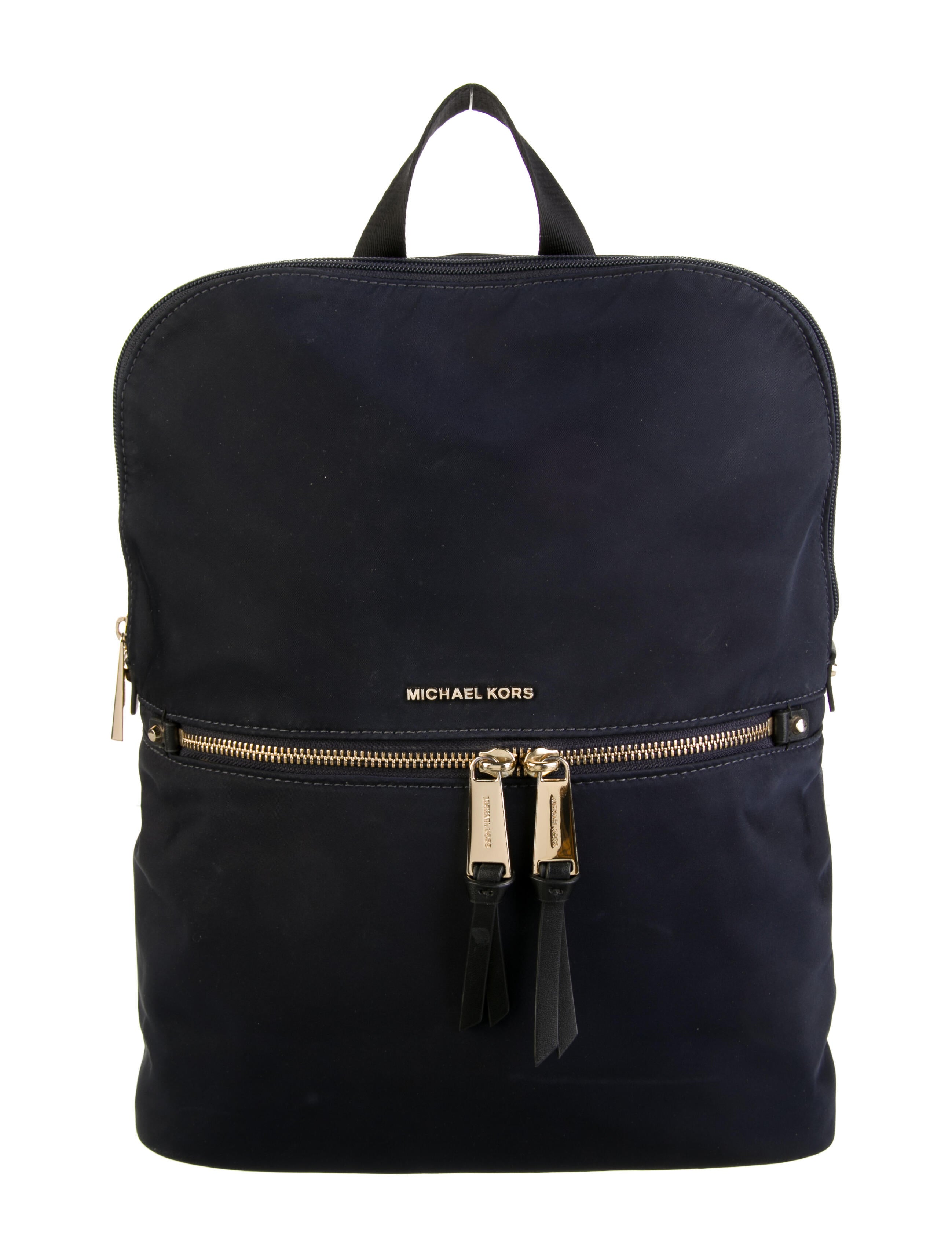 Michael Kors Leather-Trimmed Logo Backpack - Blue Backpacks, Handbags ...