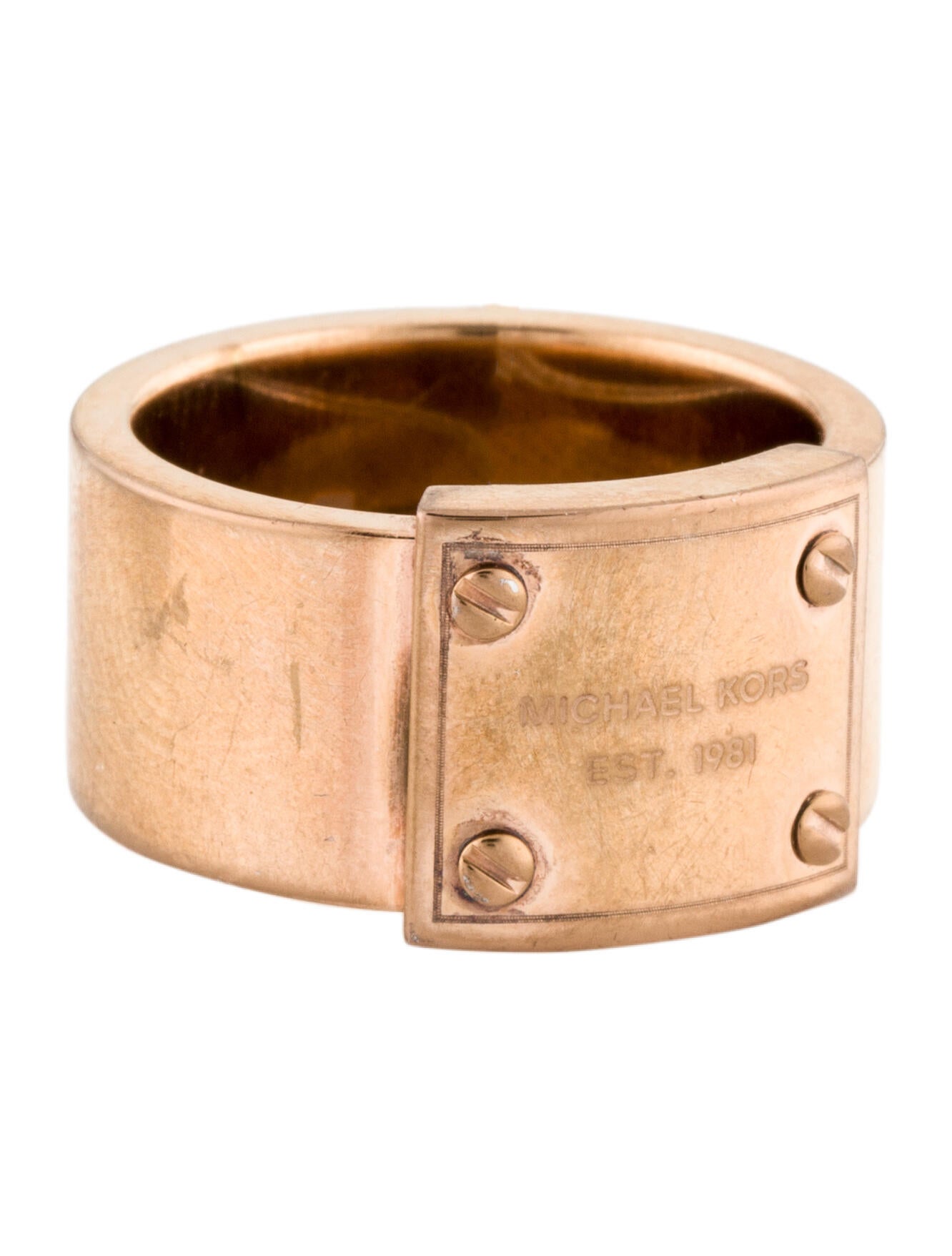 Michael Kors Logo Plaque Band - Gold-Tone Metal Band, Rings - MIC229707 ...