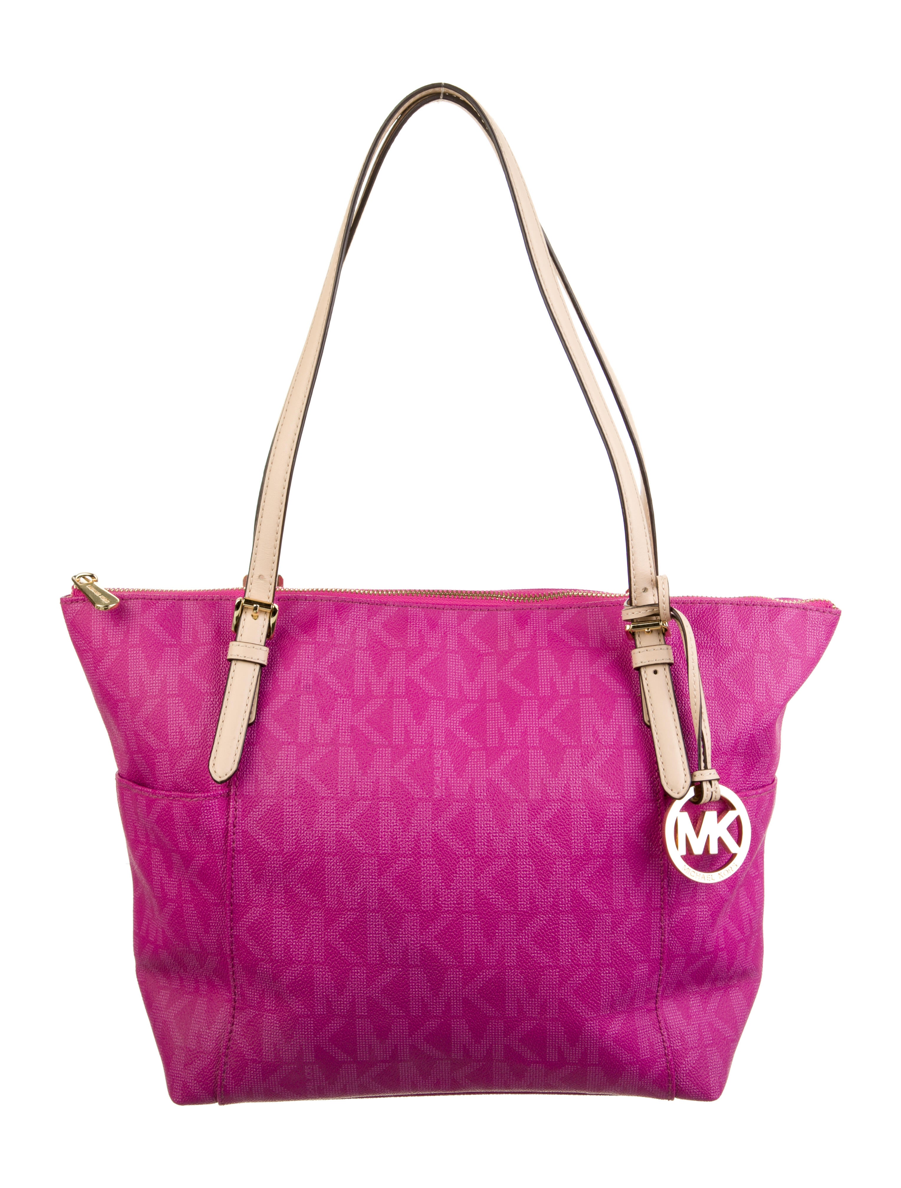 Michael Kors Coated Canvas Leather-Trimmed Tote - Pink Totes, Handbags ...