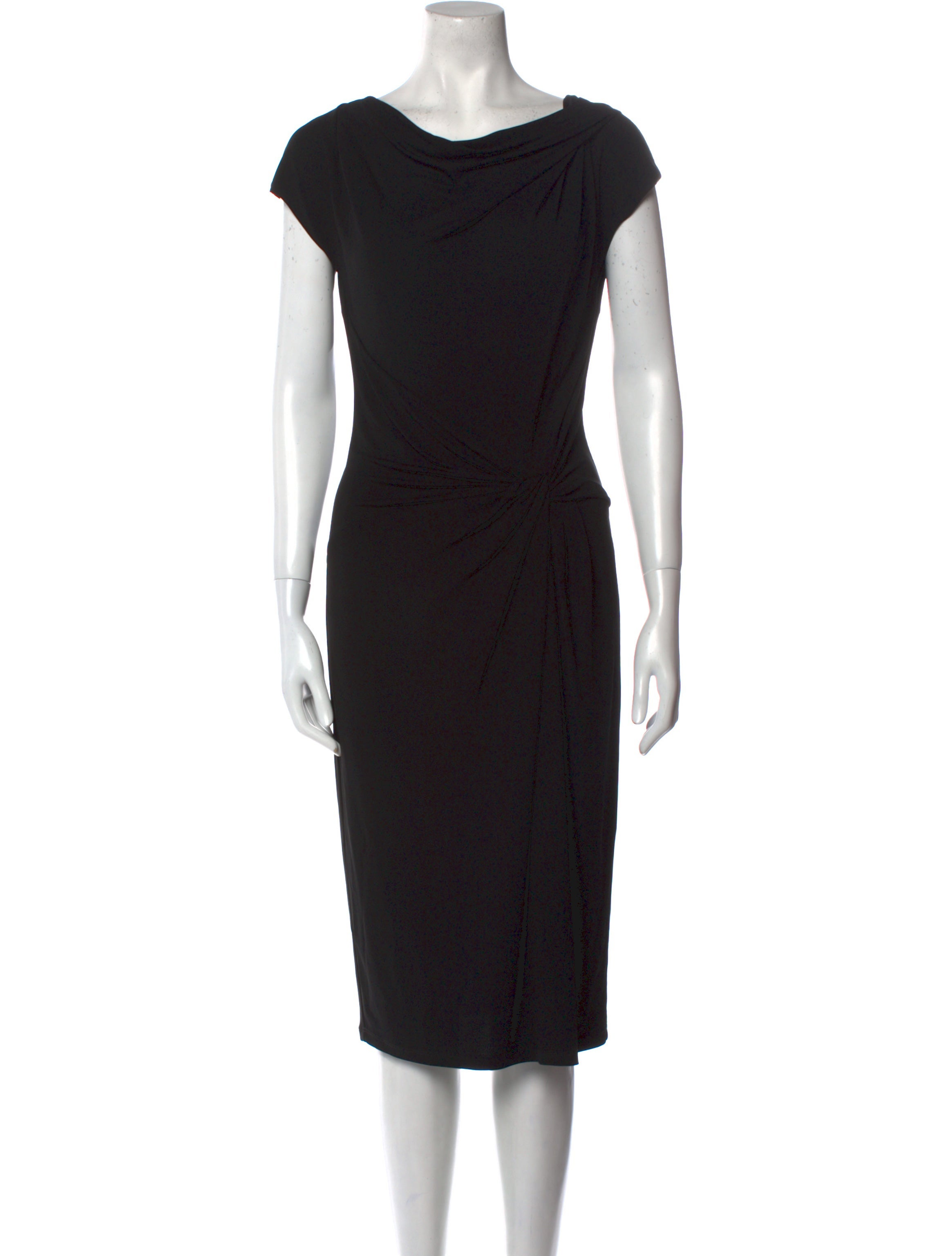 Michael Kors Cowl Neck Midi Length Dress - Black Dresses, Clothing ...