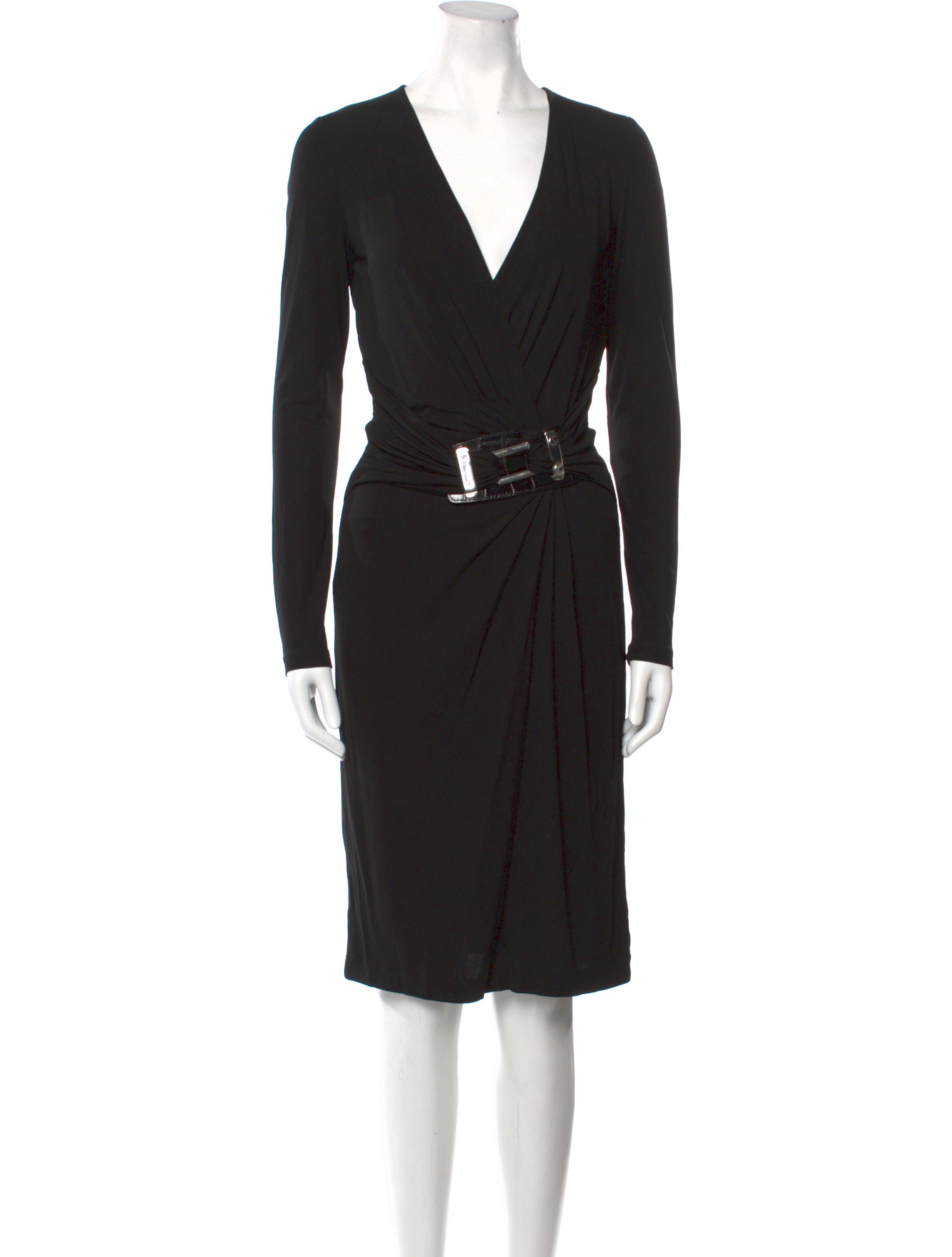 Michael Kors V-Neck Knee-Length Dress - Black Dresses, Clothing ...