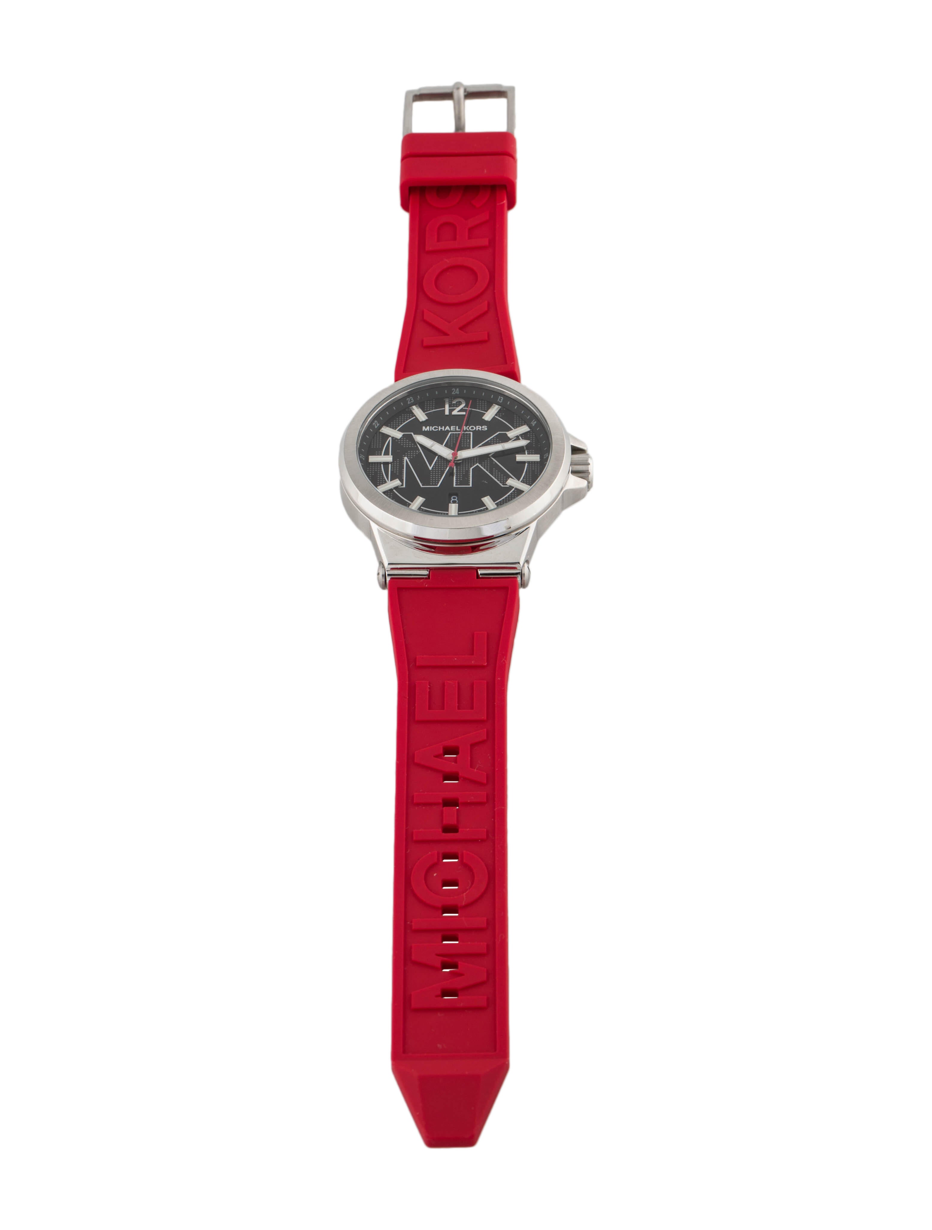 Michael Kors Oversized Dylan Silver-Tone and Silicone Logo Watch - MK ...