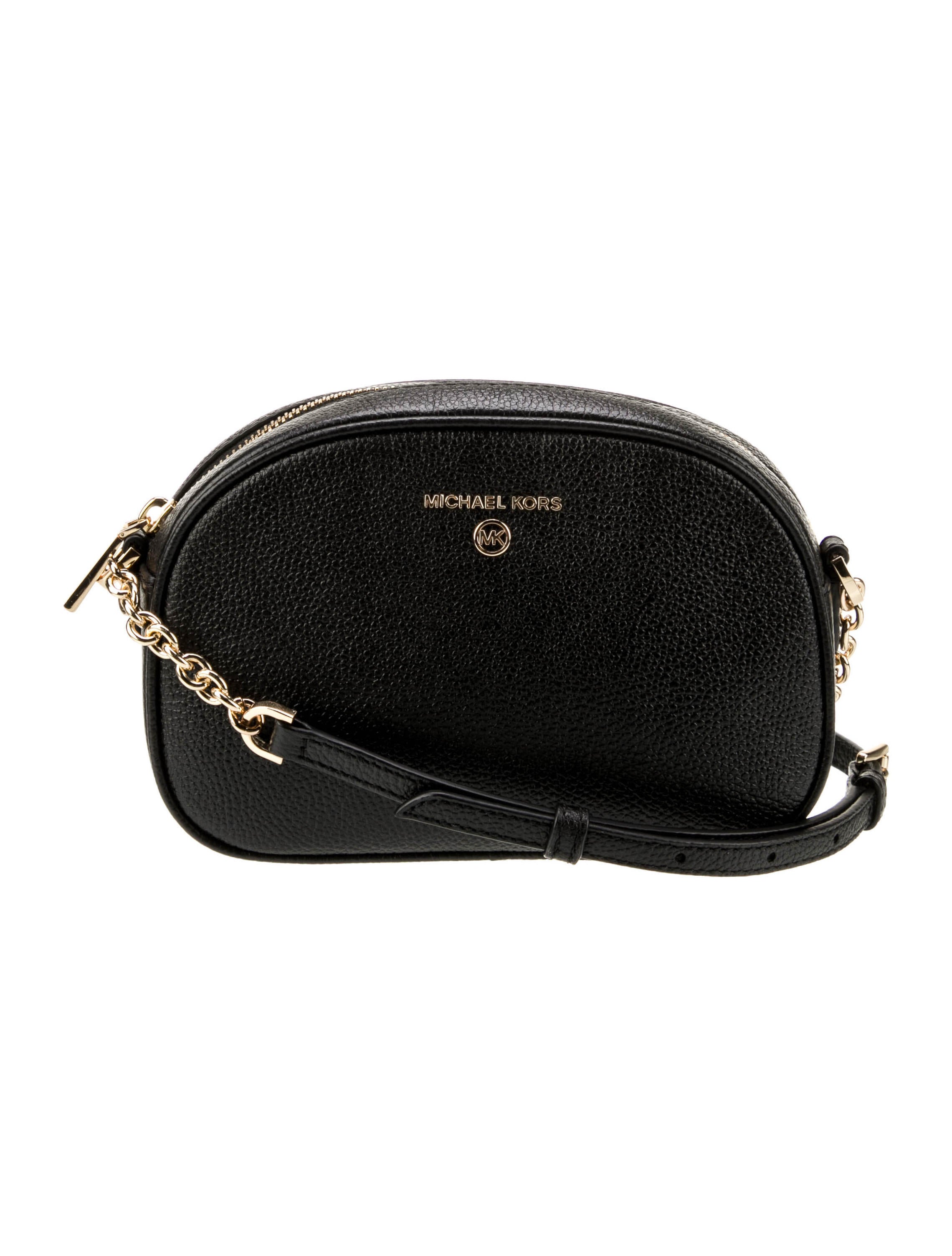 Michael Kors Chain-Link Leather Crossbody Bag - Black Crossbody Bags ...