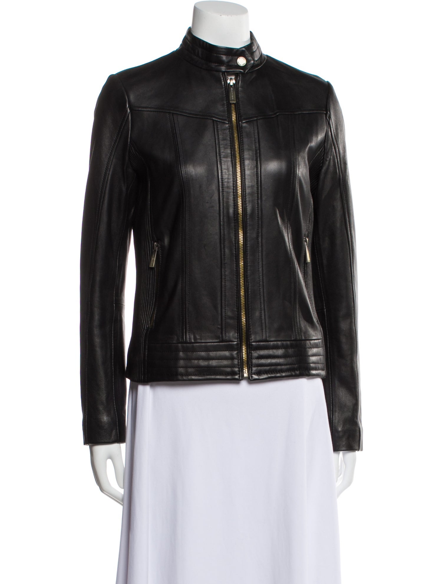 Michael Michael Kors Leather Biker Jacket - Black Jackets, Clothing ...