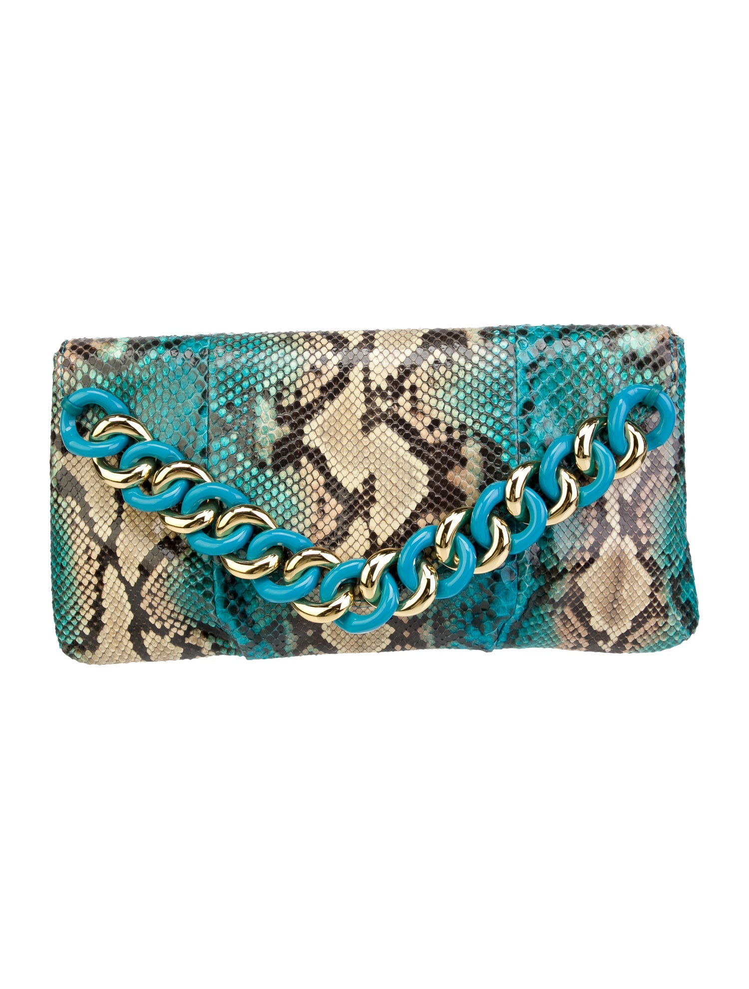 Michael Kors Snakeskin Clutch Bag - Blue Clutches, Handbags - MIC249639 ...