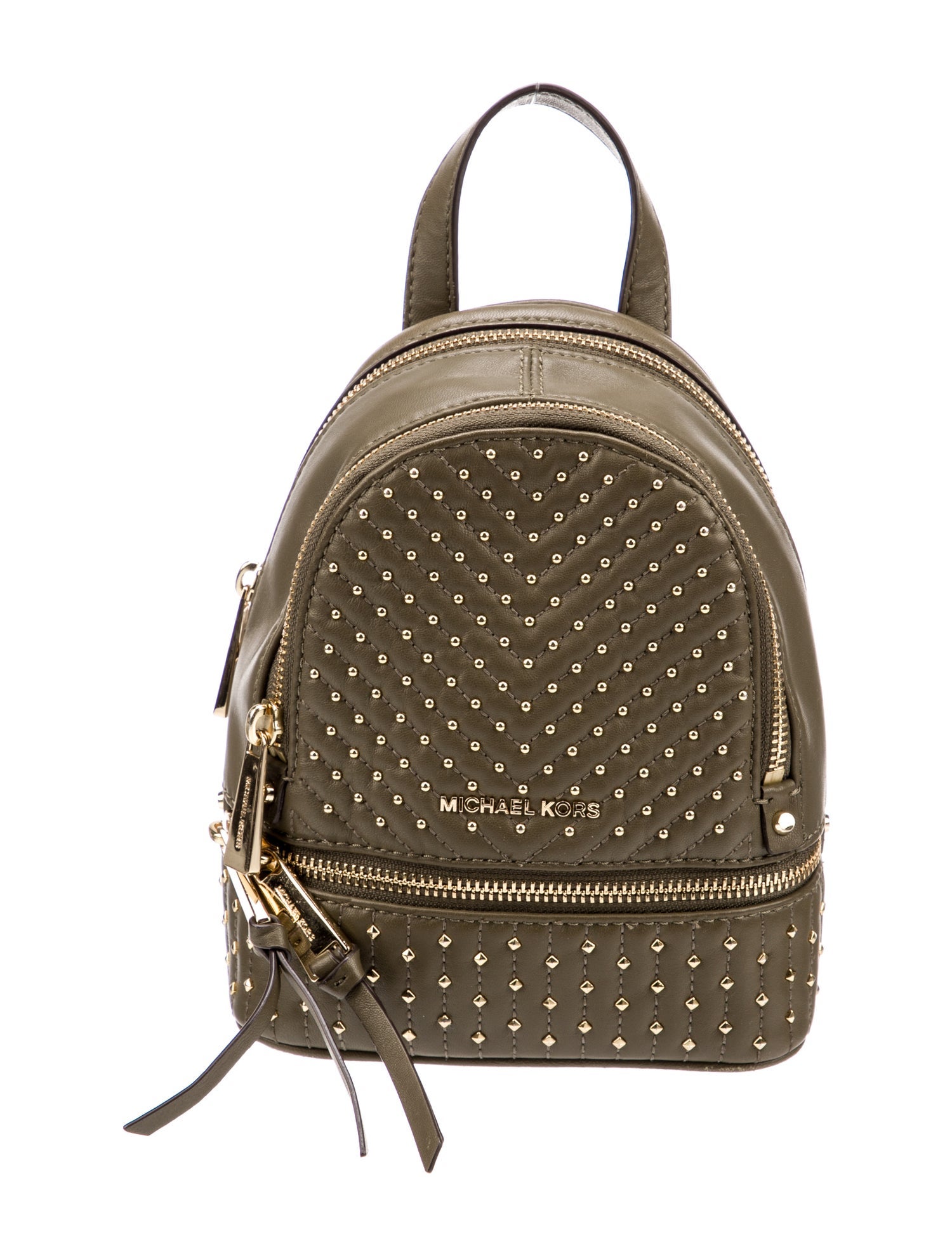 Michael Kors Studded Leather Backpack - Green Backpacks, Handbags ...