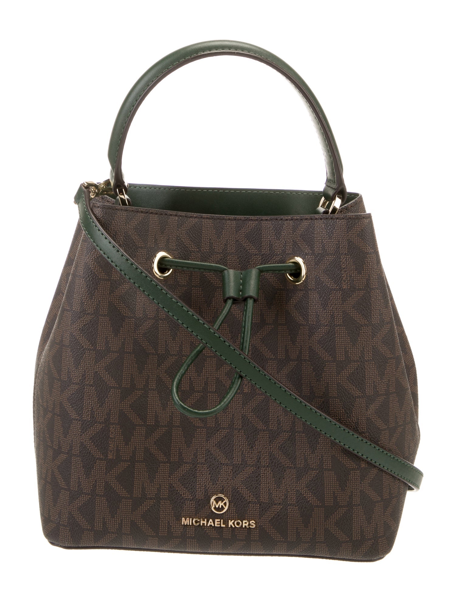 Michael Kors Leather Trim Coated Canvas Bucket Bag - Brown Bucket Bags ...
