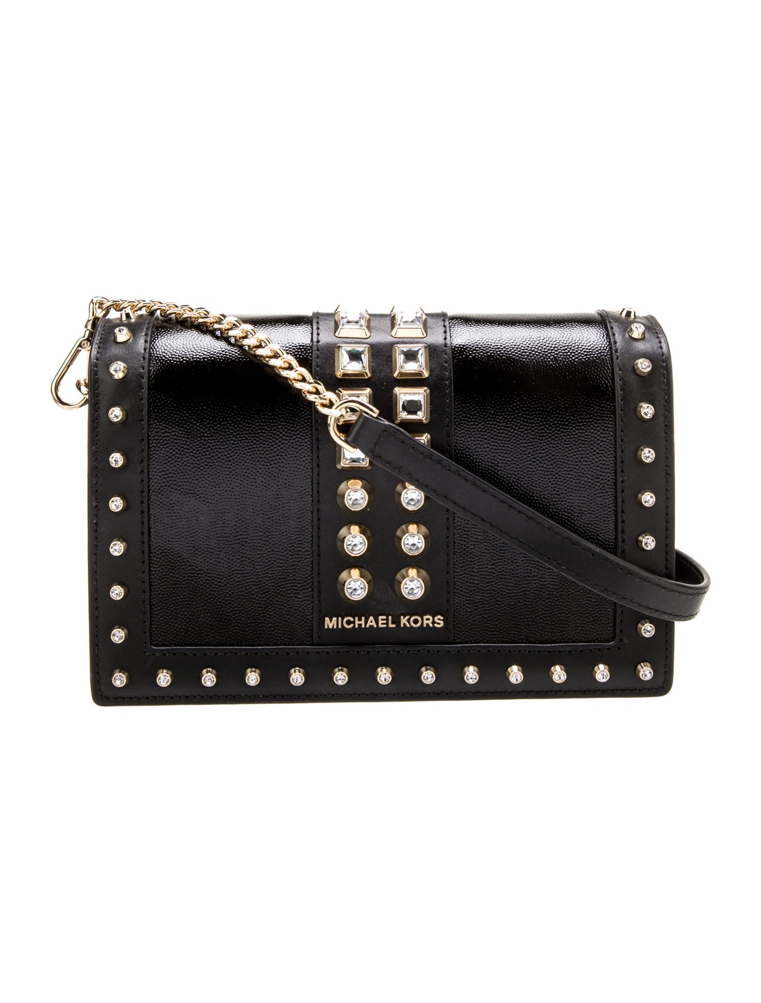 Michael Kors Studded Leather Crossbody Bag - Black Crossbody Bags, Handbags - MIC258195 | The ...