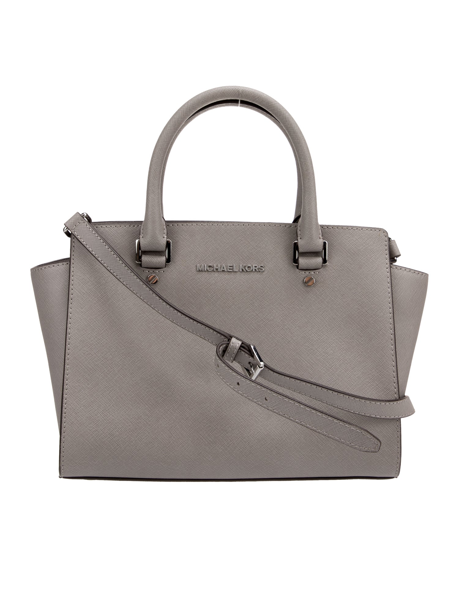 Michael Kors Textured Saffiano-leather Handle Bag - Grey Handle Bags ...