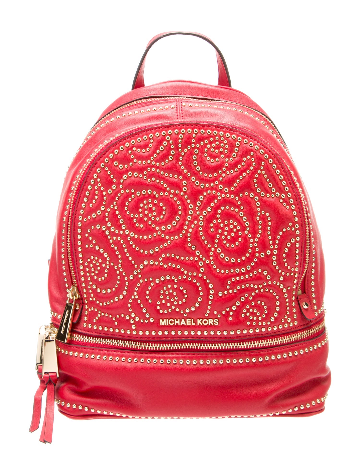 Michael Kors Studded Leather Backpack - Red Backpacks, Handbags ...