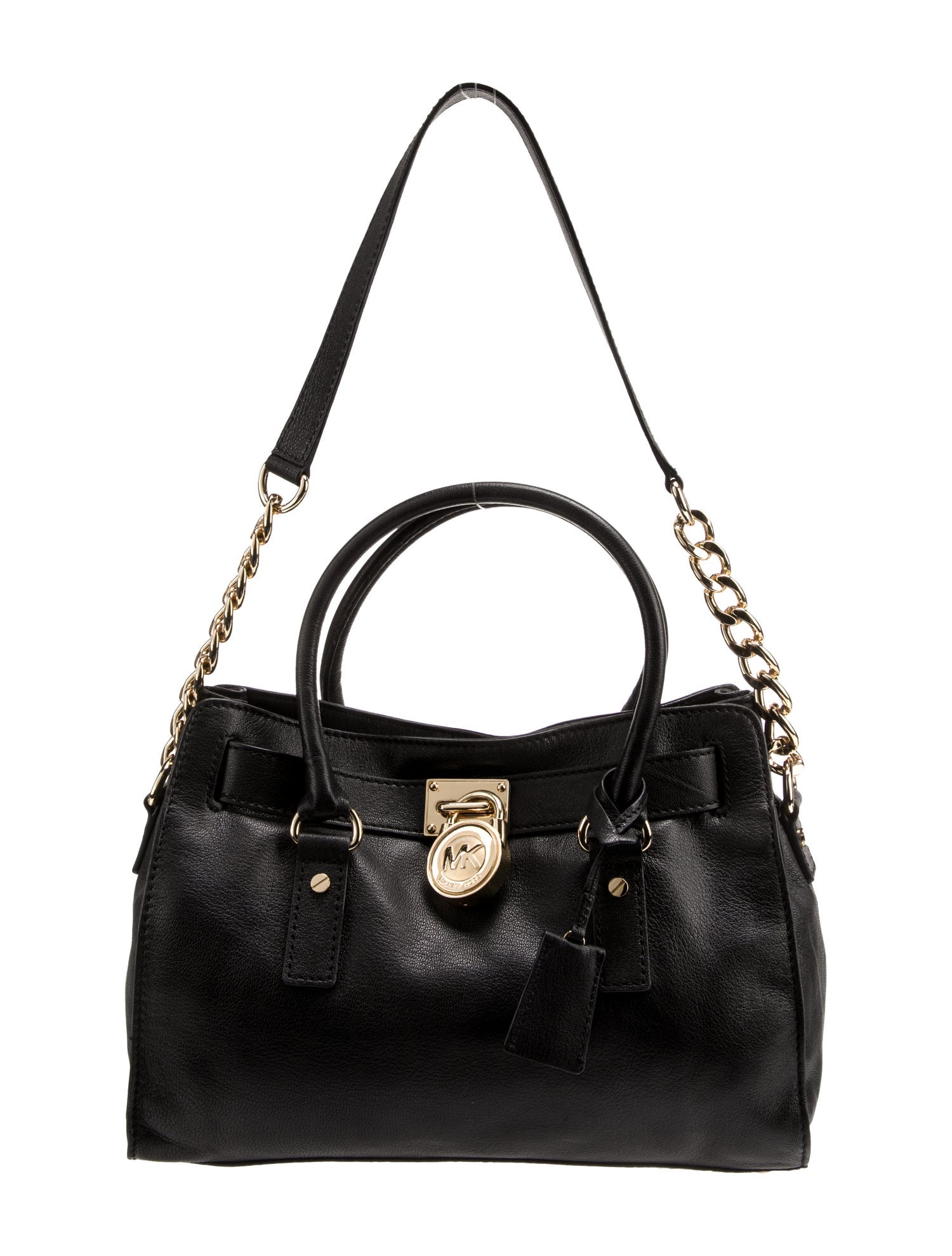 Michael Kors Lock Chain Link Handle Bag - Black Handle Bags, Handbags ...